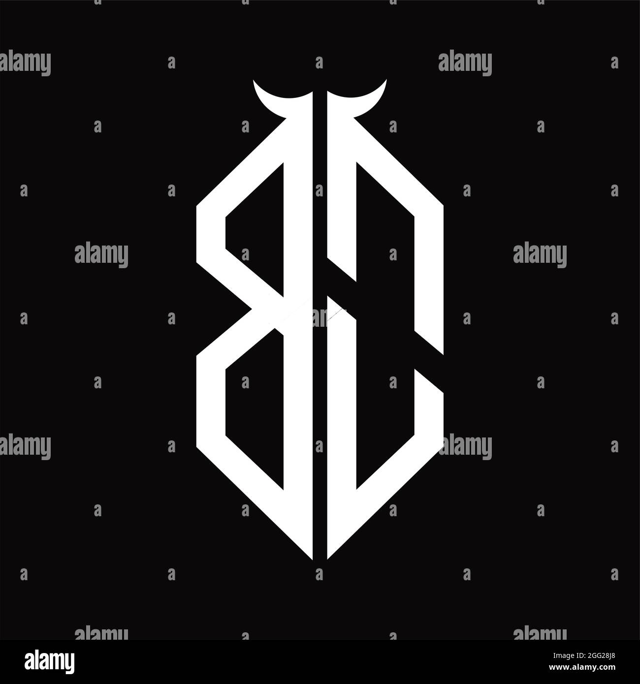 BO Logo monogram with horn shape isolated black and white design ...