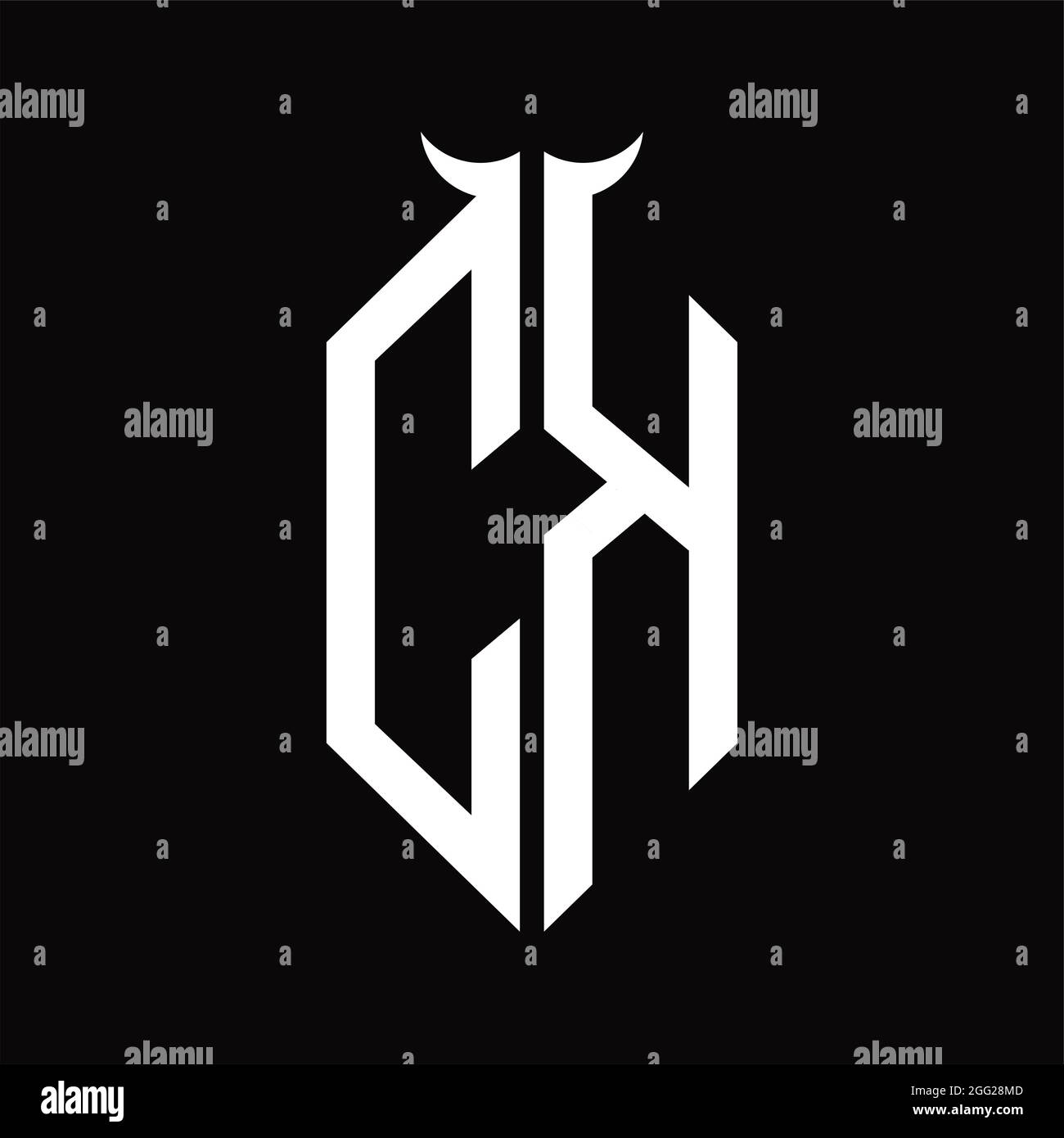 CK Logo monogram with horn shape isolated black and white design ...