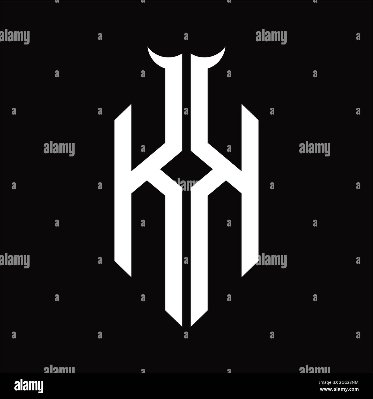 KK Logo monogram with horn shape isolated black and white design ...