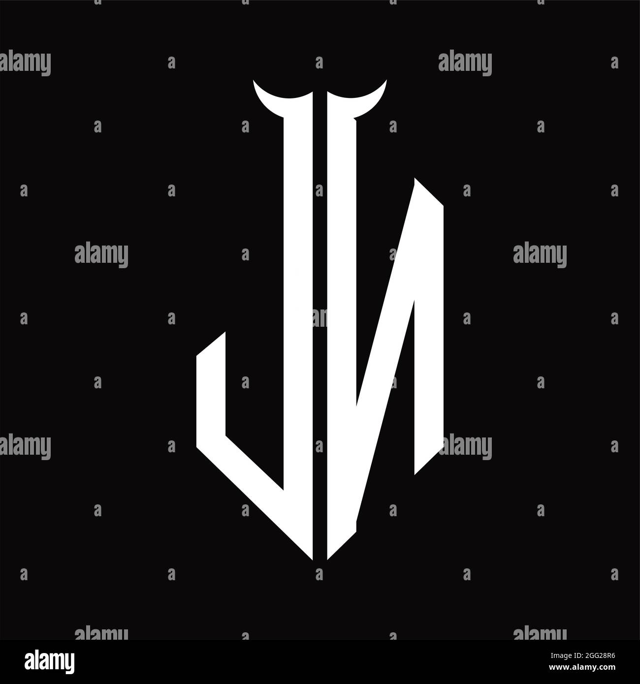 JN Logo monogram with horn shape isolated black and white design ...