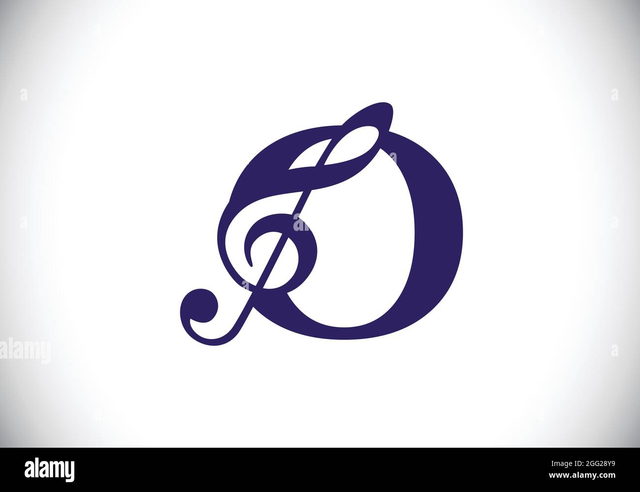 Initial O monogram alphabet with a musical note. Symphony or melody ...