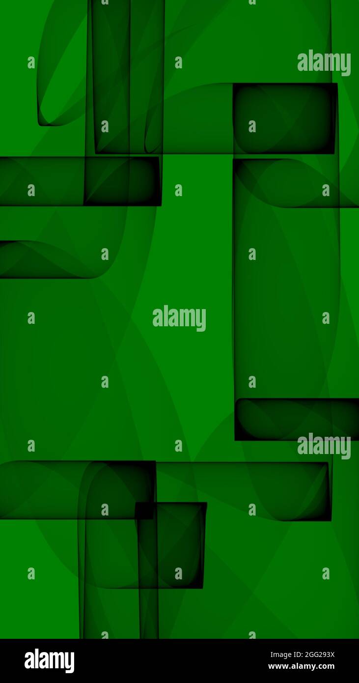 Abstract background 4k green light dark black cubes waves and lines ...