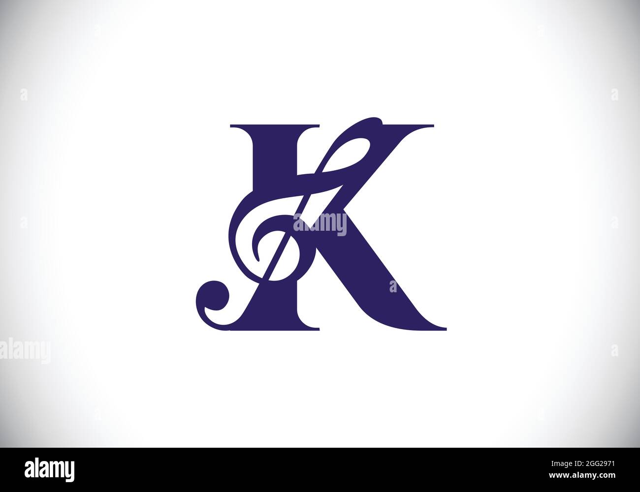 Initial K monogram alphabet with a musical note. Symphony or melody ...