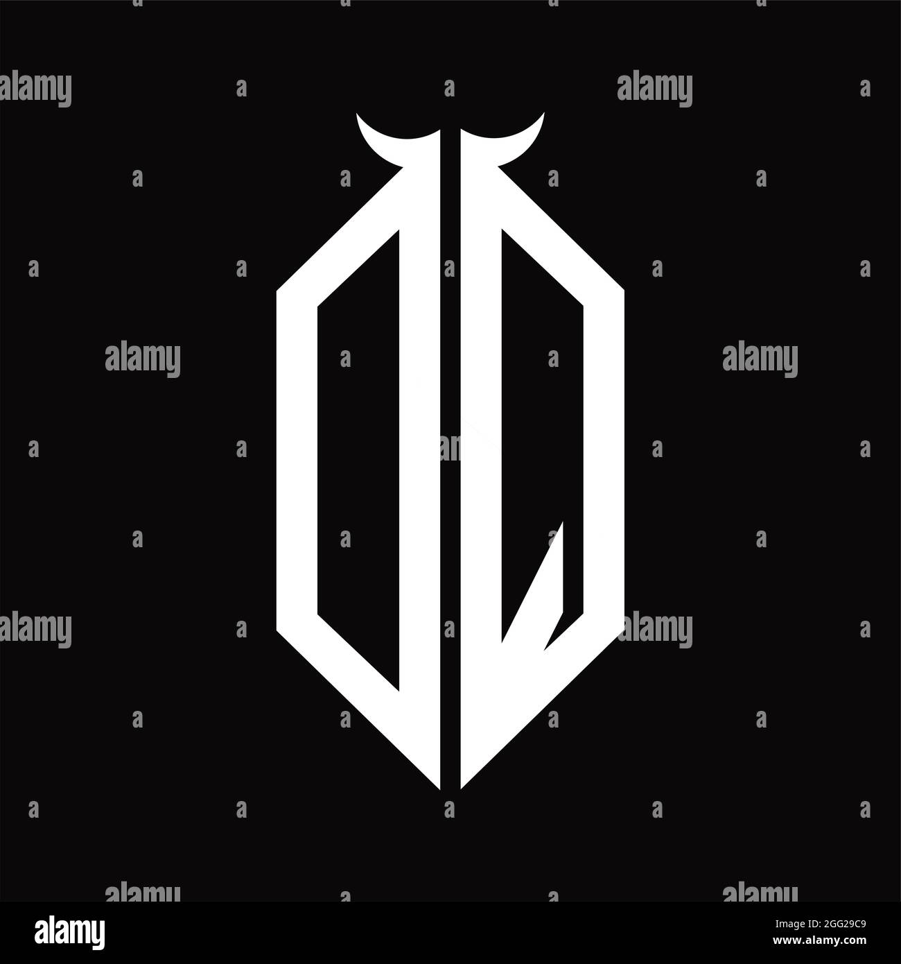 DQ Logo monogram with horn shape isolated black and white design ...