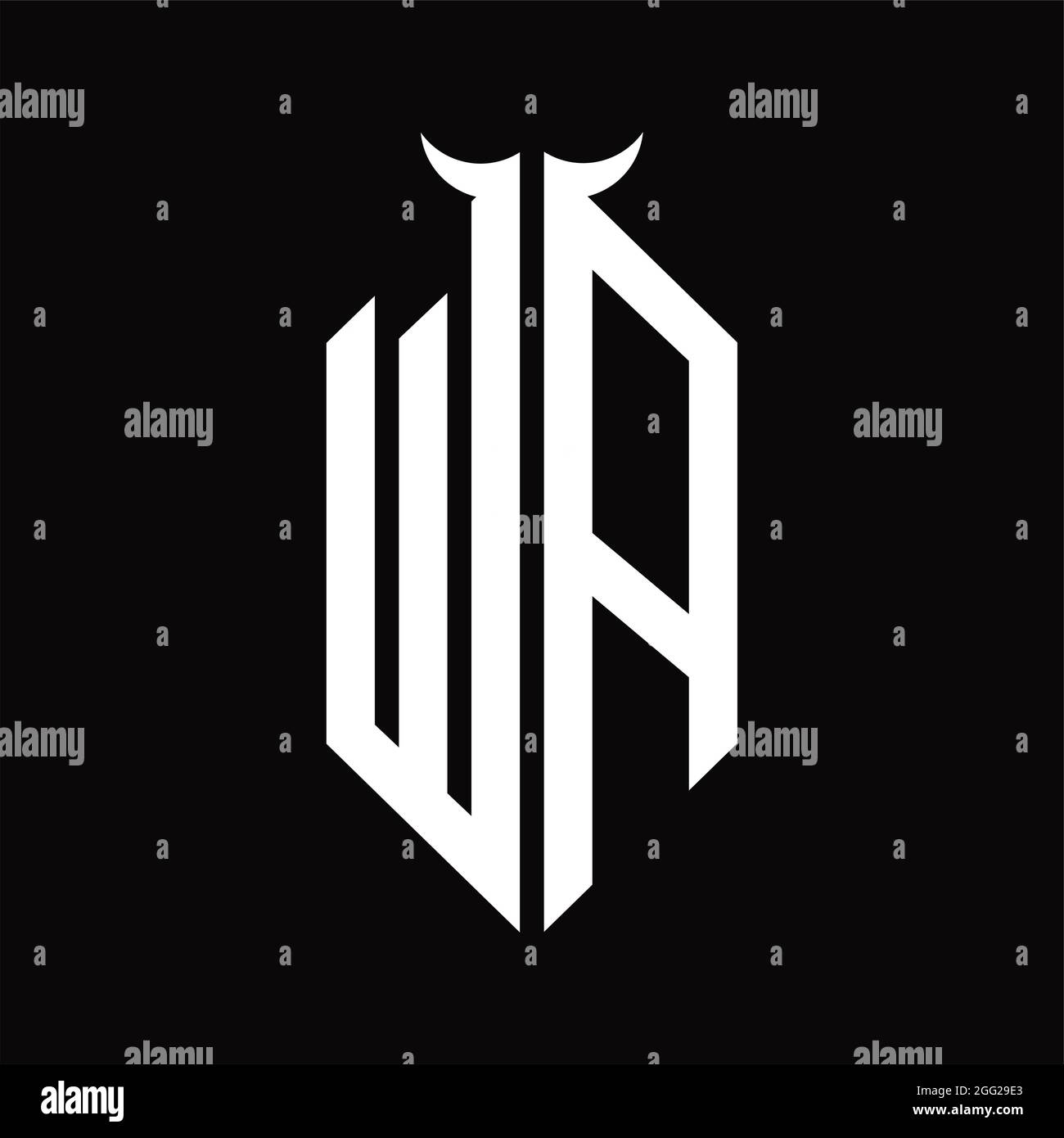 WA Logo monogram with horn shape isolated black and white design ...