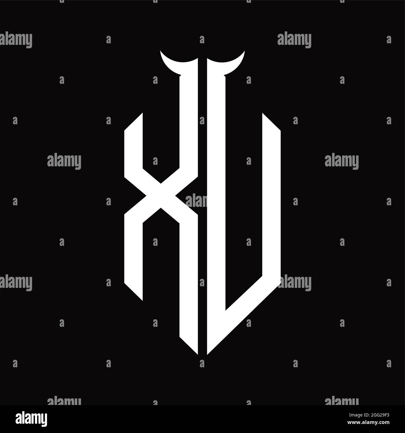 XU Logo monogram with horn shape isolated black and white design ...