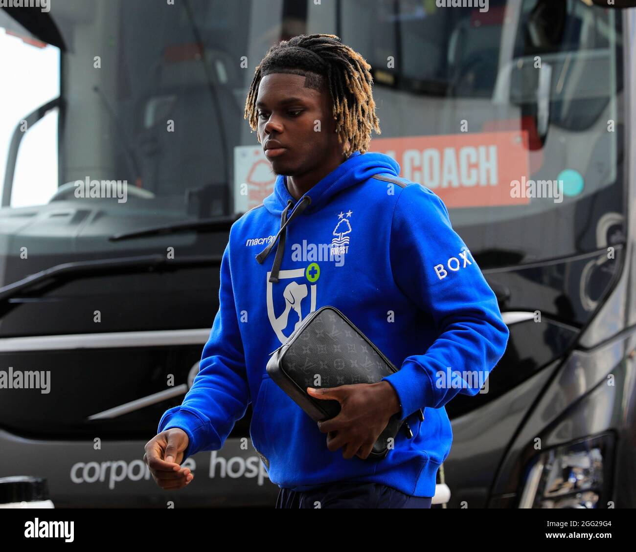 Alex Mighten #17 of Nottingham Forest arrives at Pride Park Stock Photo ...