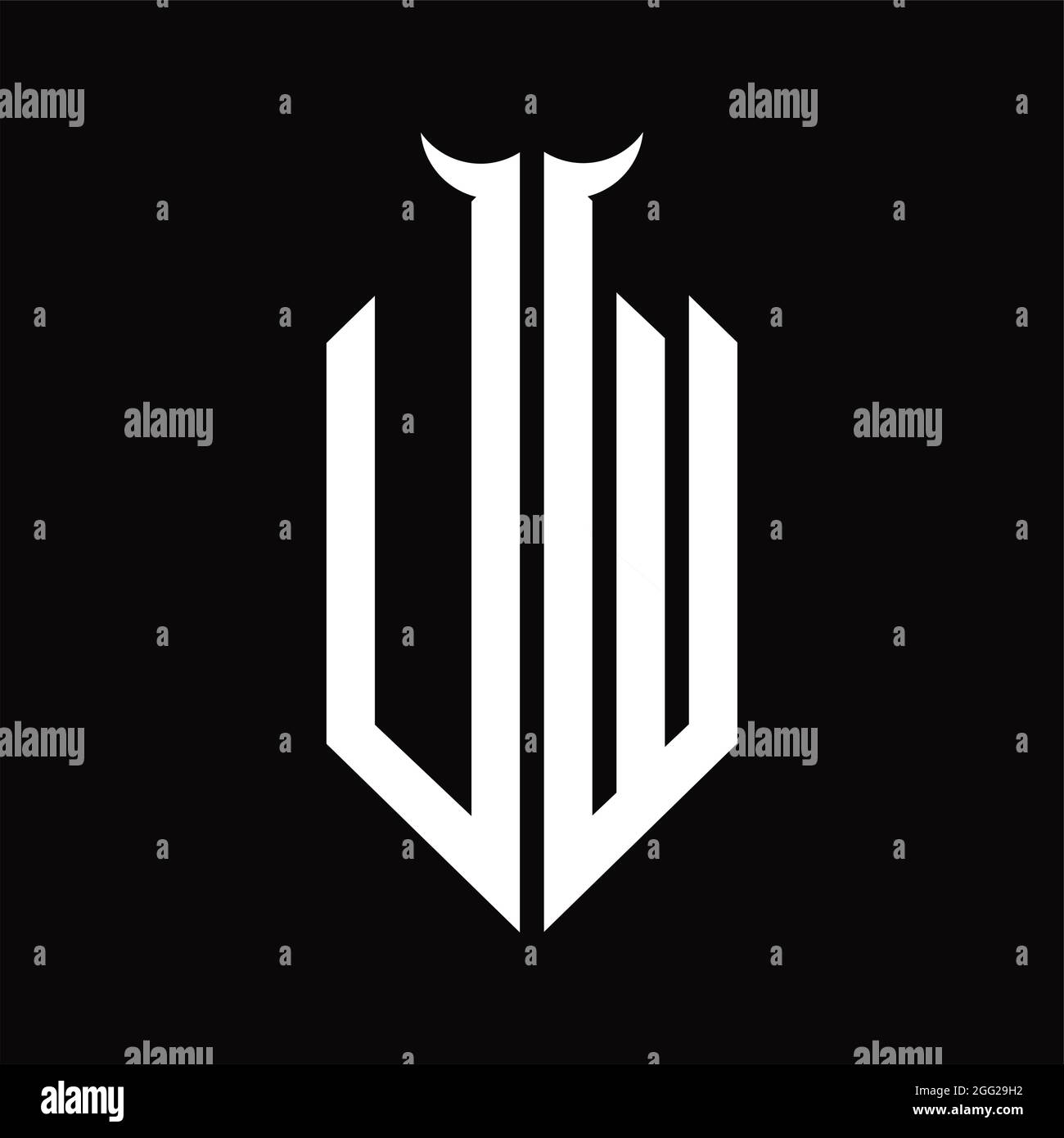 UW Logo monogram with horn shape isolated black and white design ...