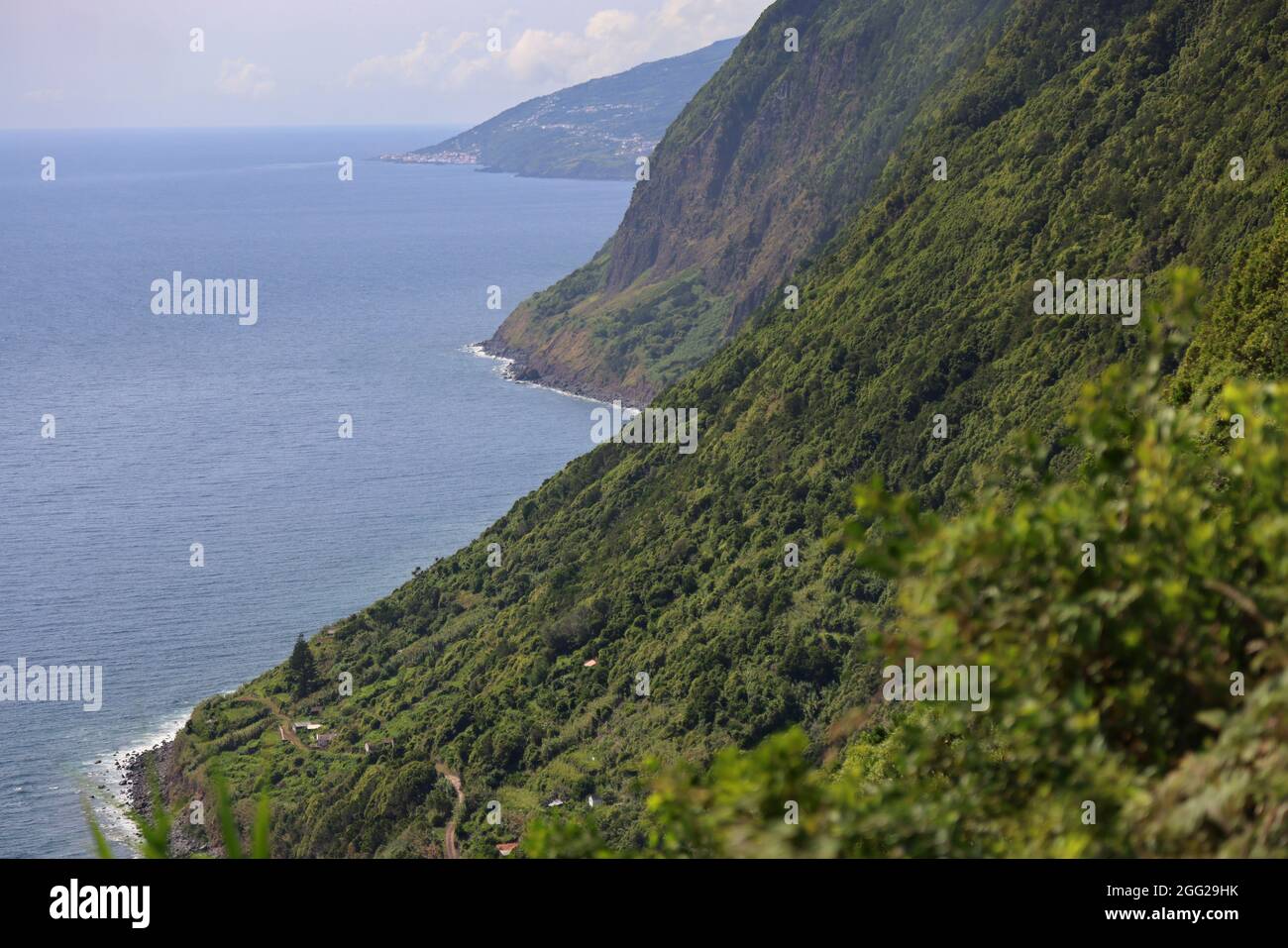 Characteristic panorama of the island of Sao Jorge, Azores Stock Photo ...