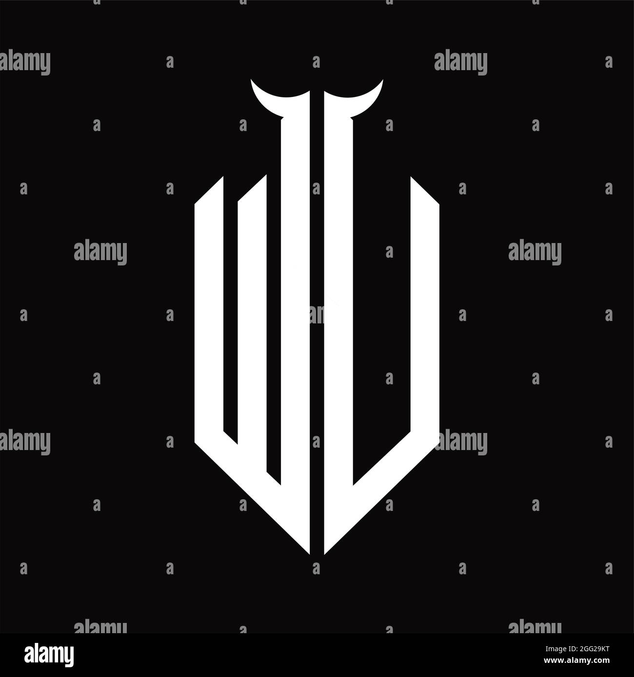 WU Logo monogram with shield shape isolated black background design ...