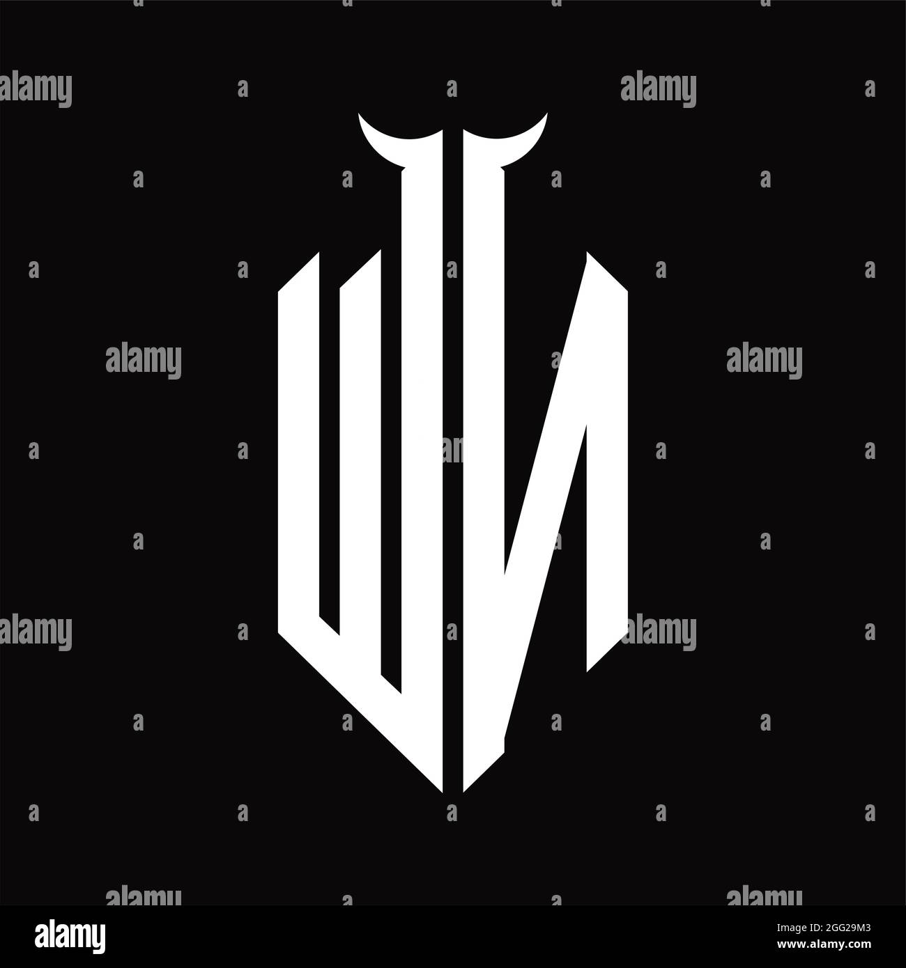 WN Logo monogram with shield shape isolated black background design ...