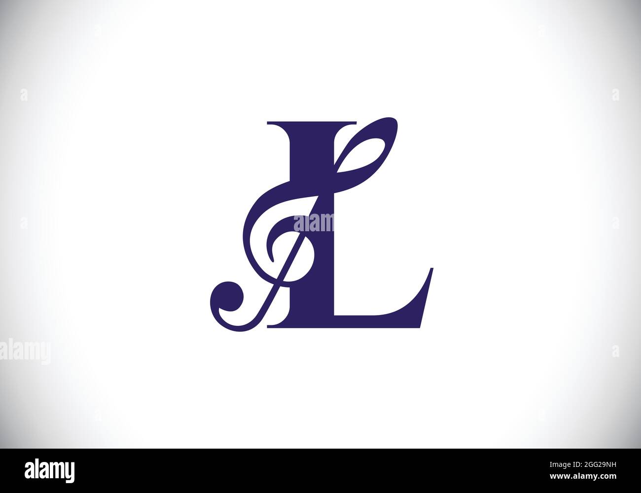 Initial L monogram alphabet with a musical note. Symphony or melody ...