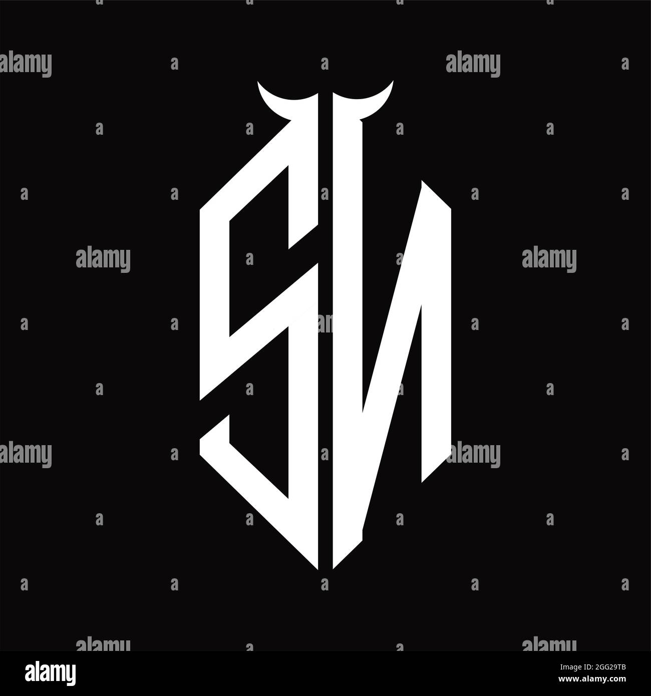 SN Logo monogram with shield shape isolated black background design ...