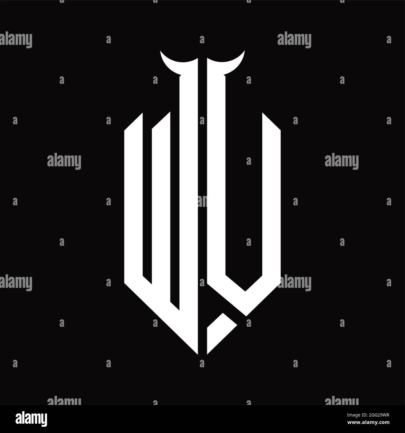WV Logo monogram with shield shape isolated black background design ...