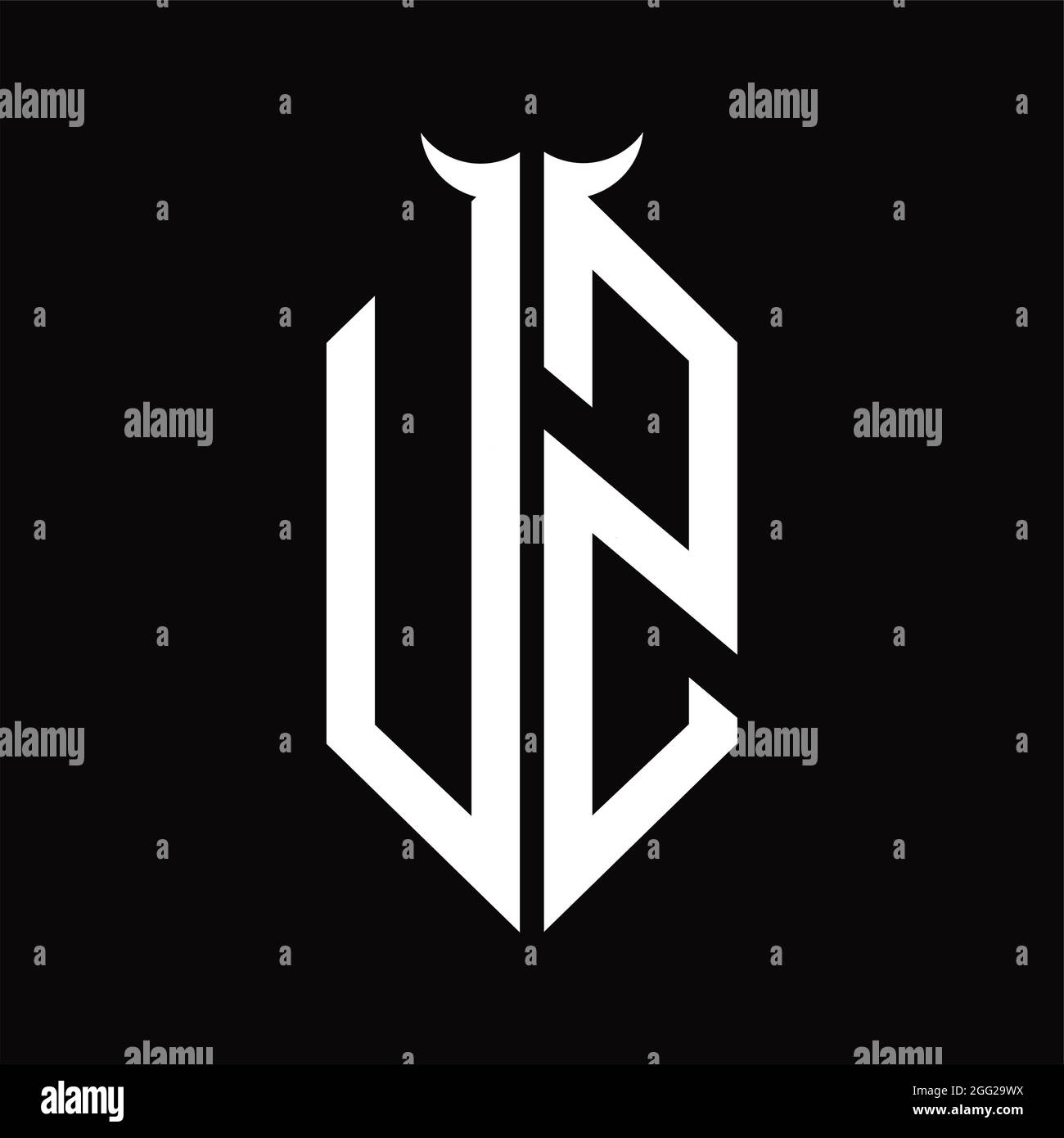 US Logo monogram with shield shape isolated black background design ...