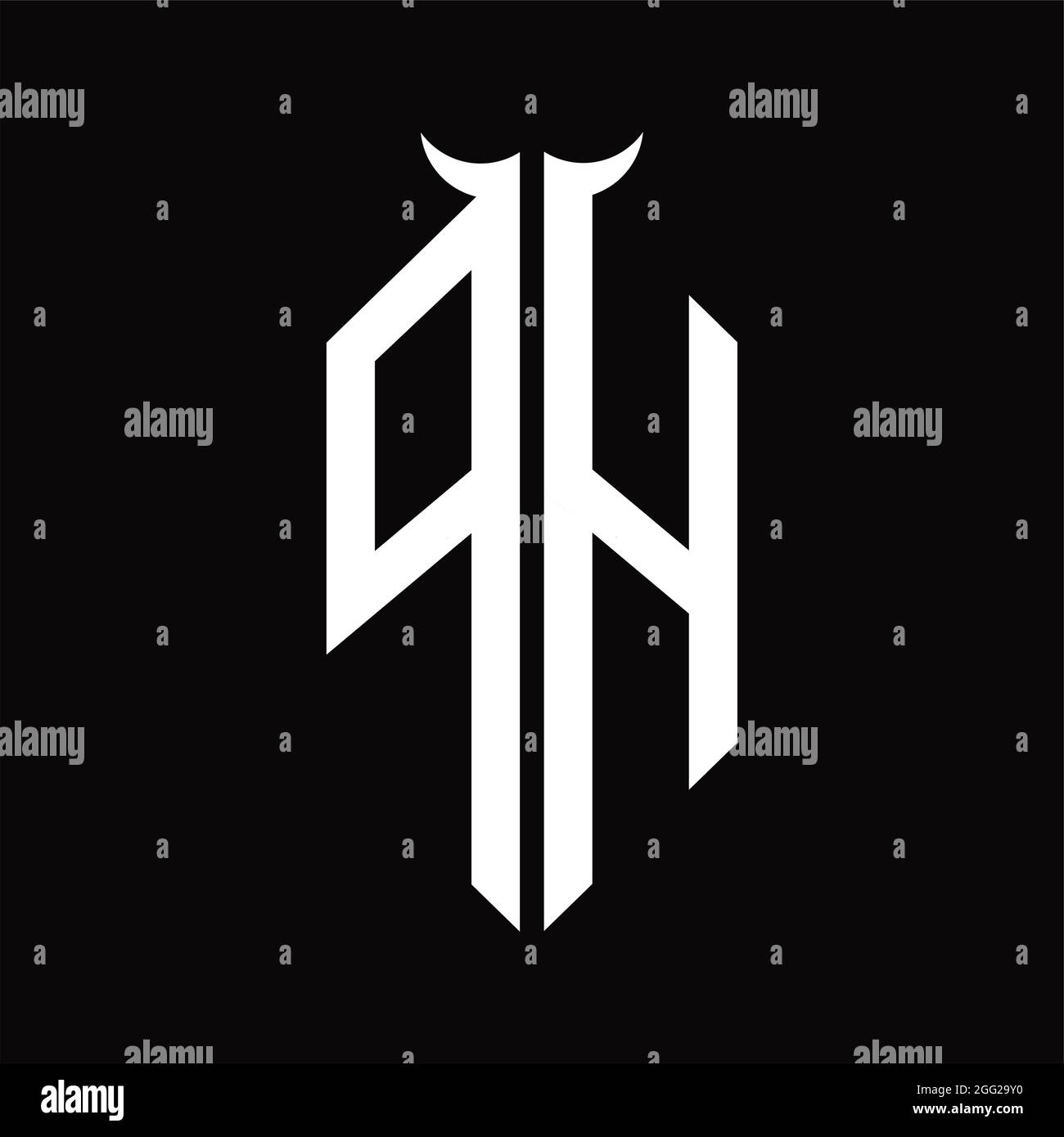 PH Logo monogram with shield shape isolated black background design ...