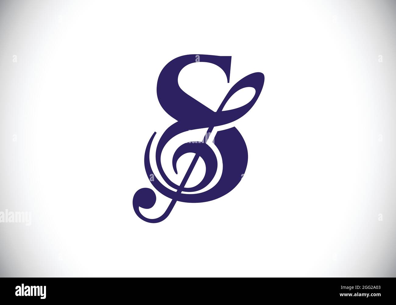 Initial S monogram alphabet with a musical note. Symphony or melody ...