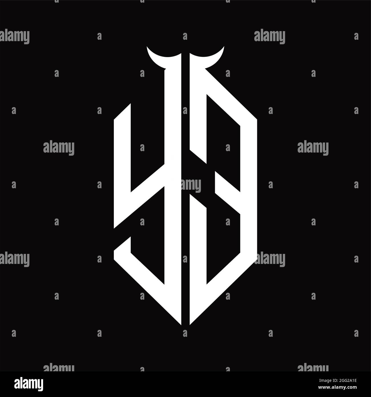 YE Logo monogram with shield shape isolated black background design ...