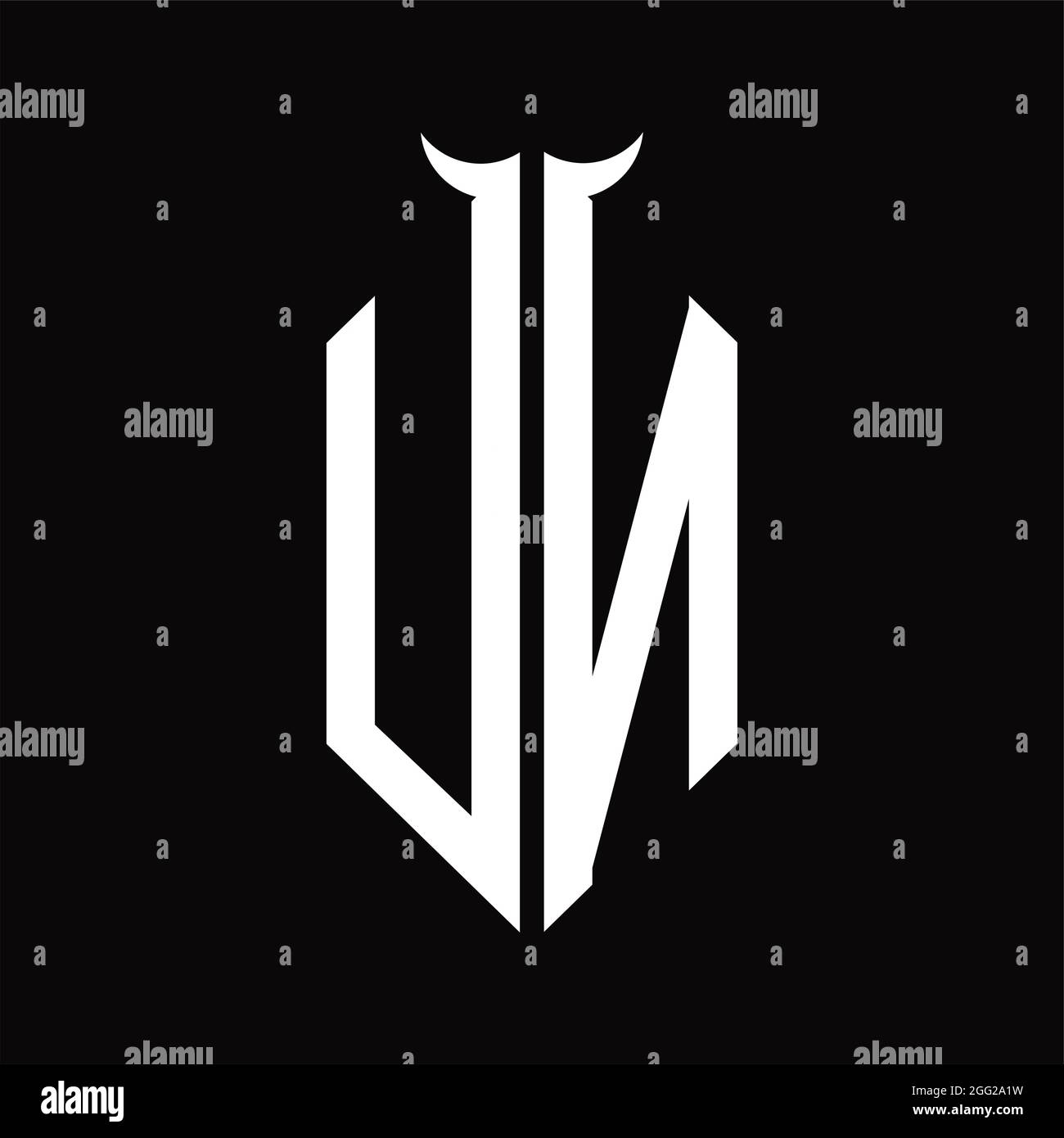 UN Logo monogram with shield shape isolated black background design ...