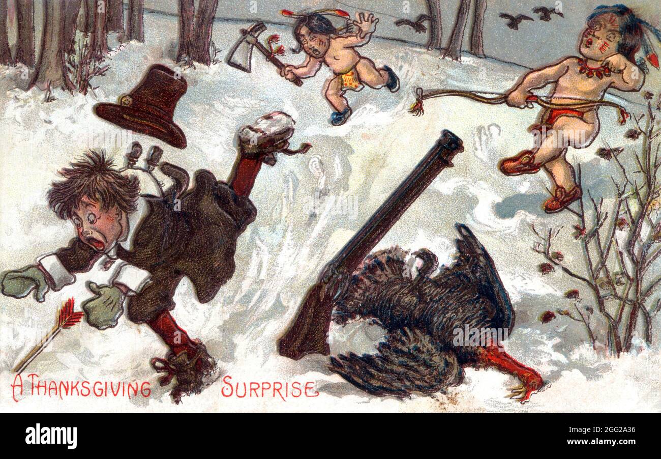 Illustration of humorous hunters surprised by a turkey on a turkey ...