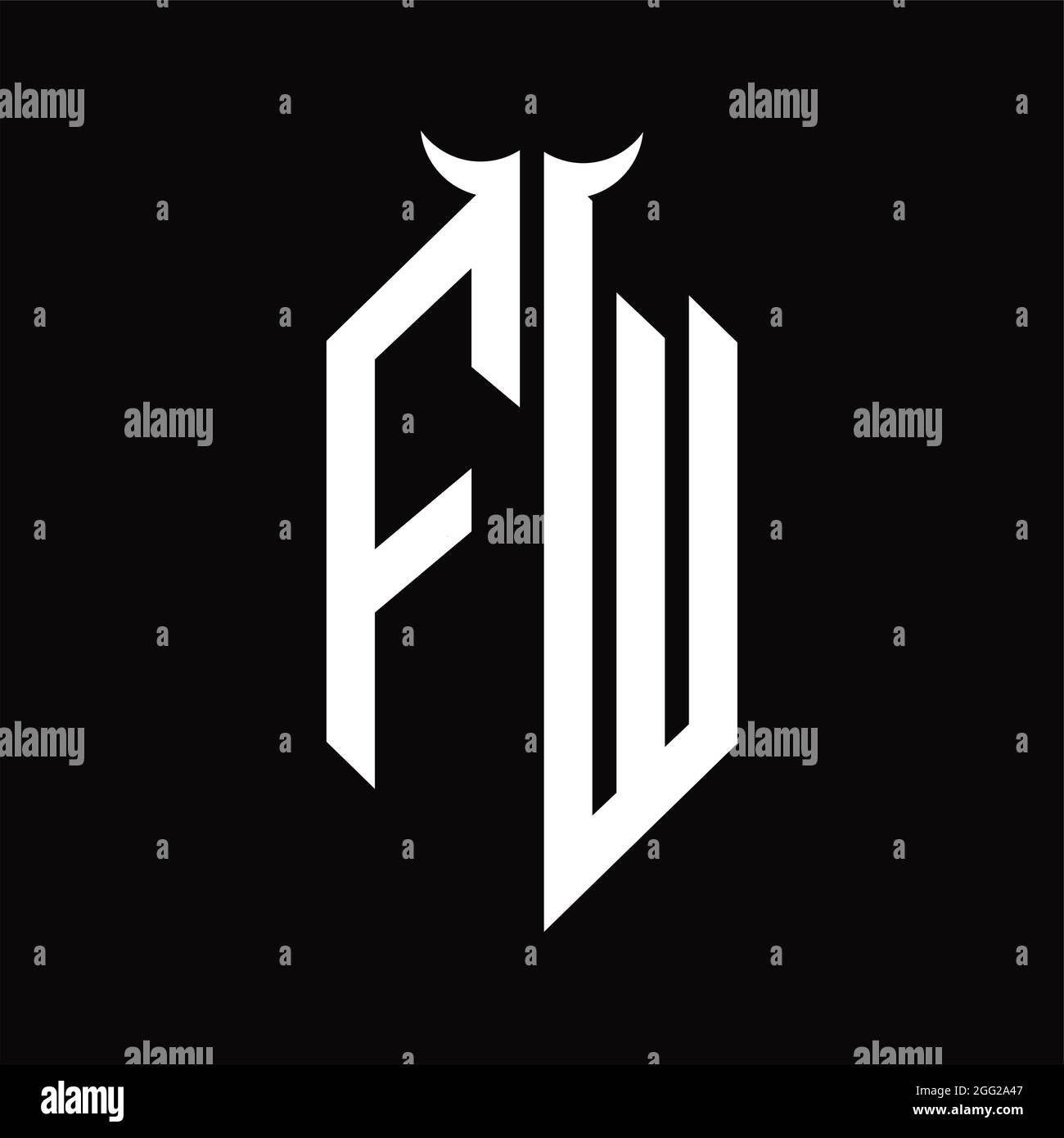 FW Logo monogram with shield shape isolated black background design ...