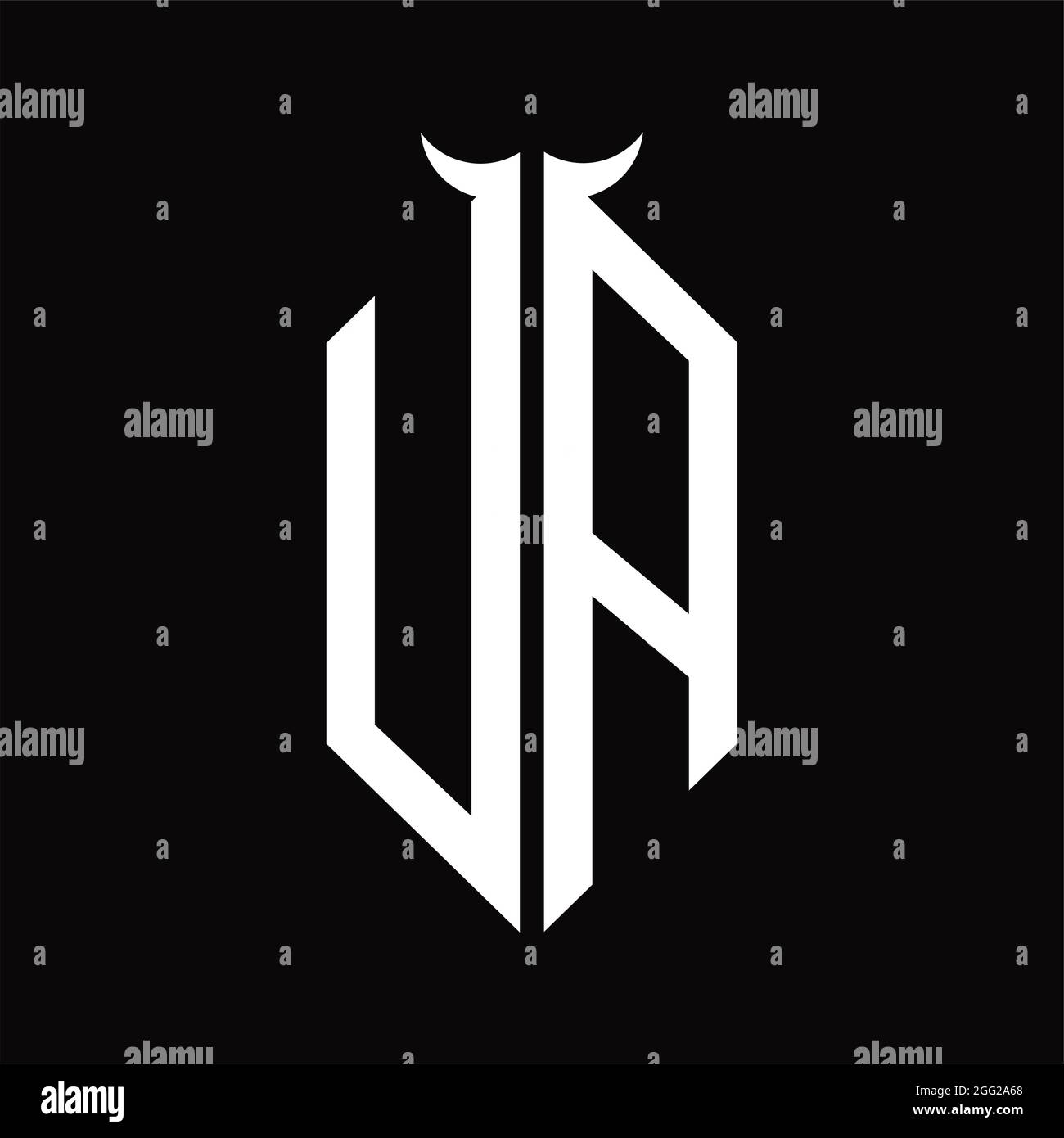 UA Logo monogram with shield shape isolated black background design ...