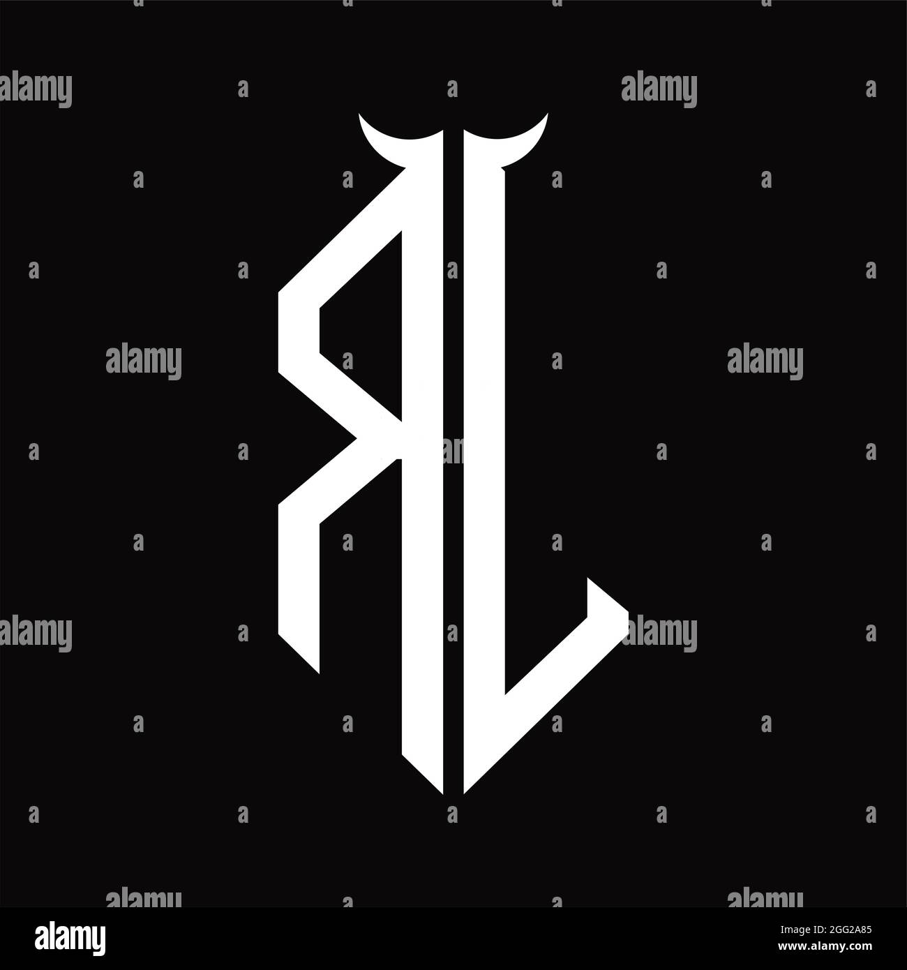 RL Logo monogram with shield shape isolated black background design ...