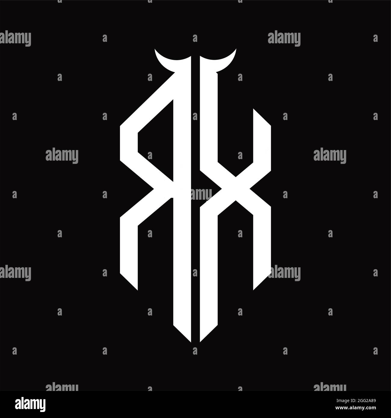 RX Logo monogram with shield shape isolated black background design ...