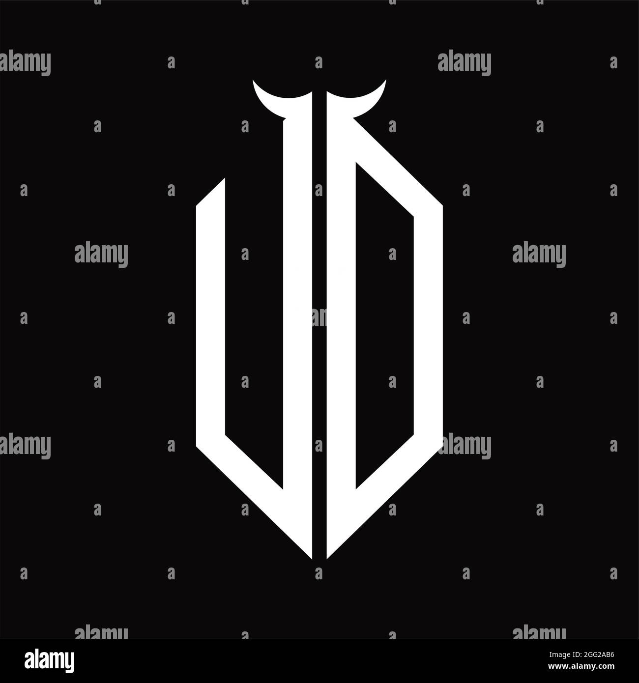UD Logo monogram with shield shape isolated black background design ...