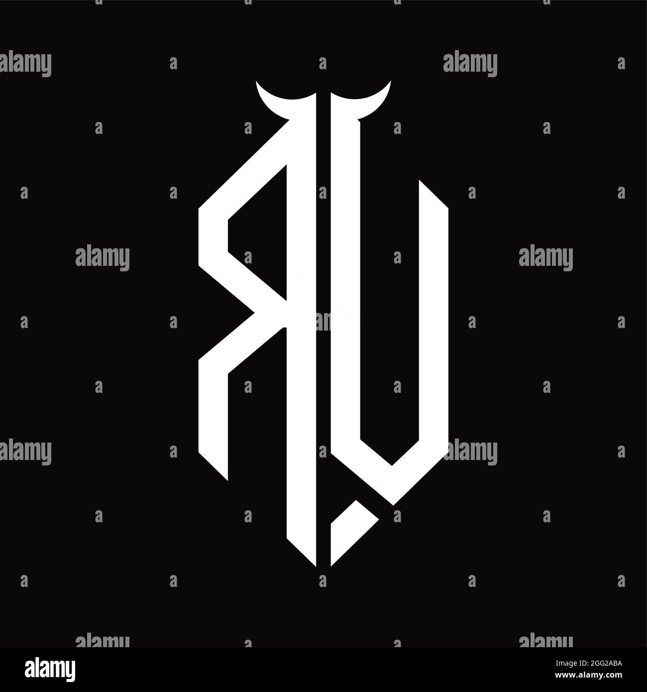 RV Logo monogram with shield shape isolated black background design ...