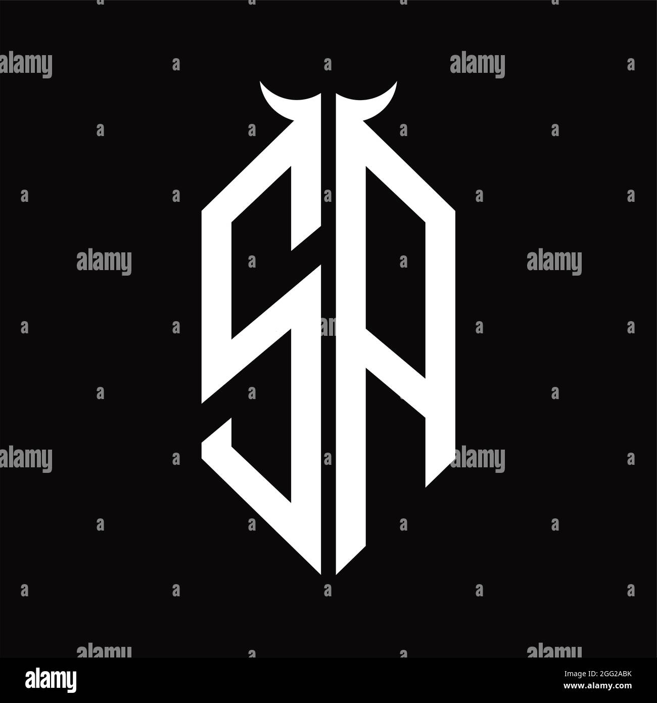 SA Logo monogram with shield shape isolated black background design ...