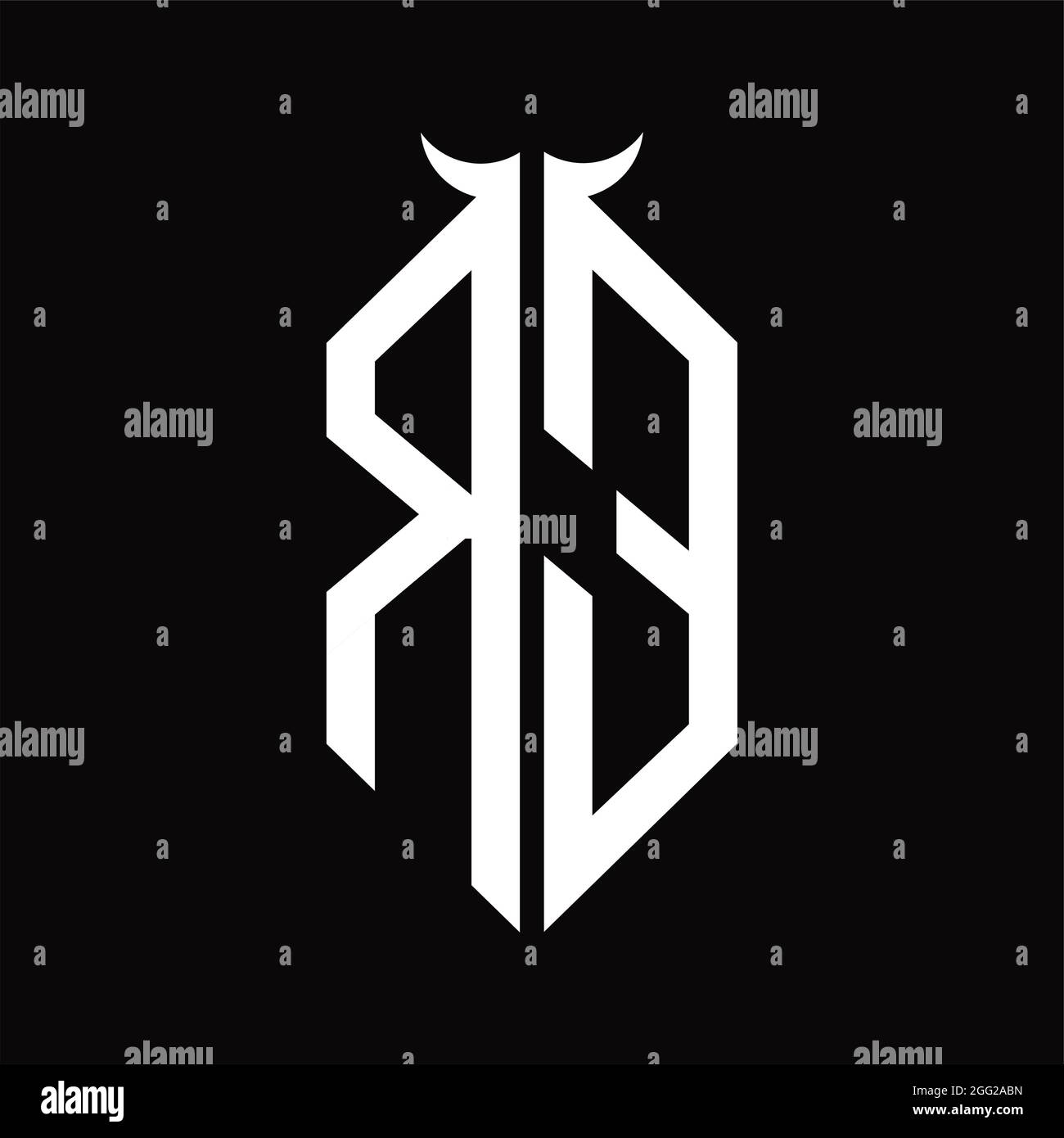 RE Logo monogram with shield shape isolated black background design ...