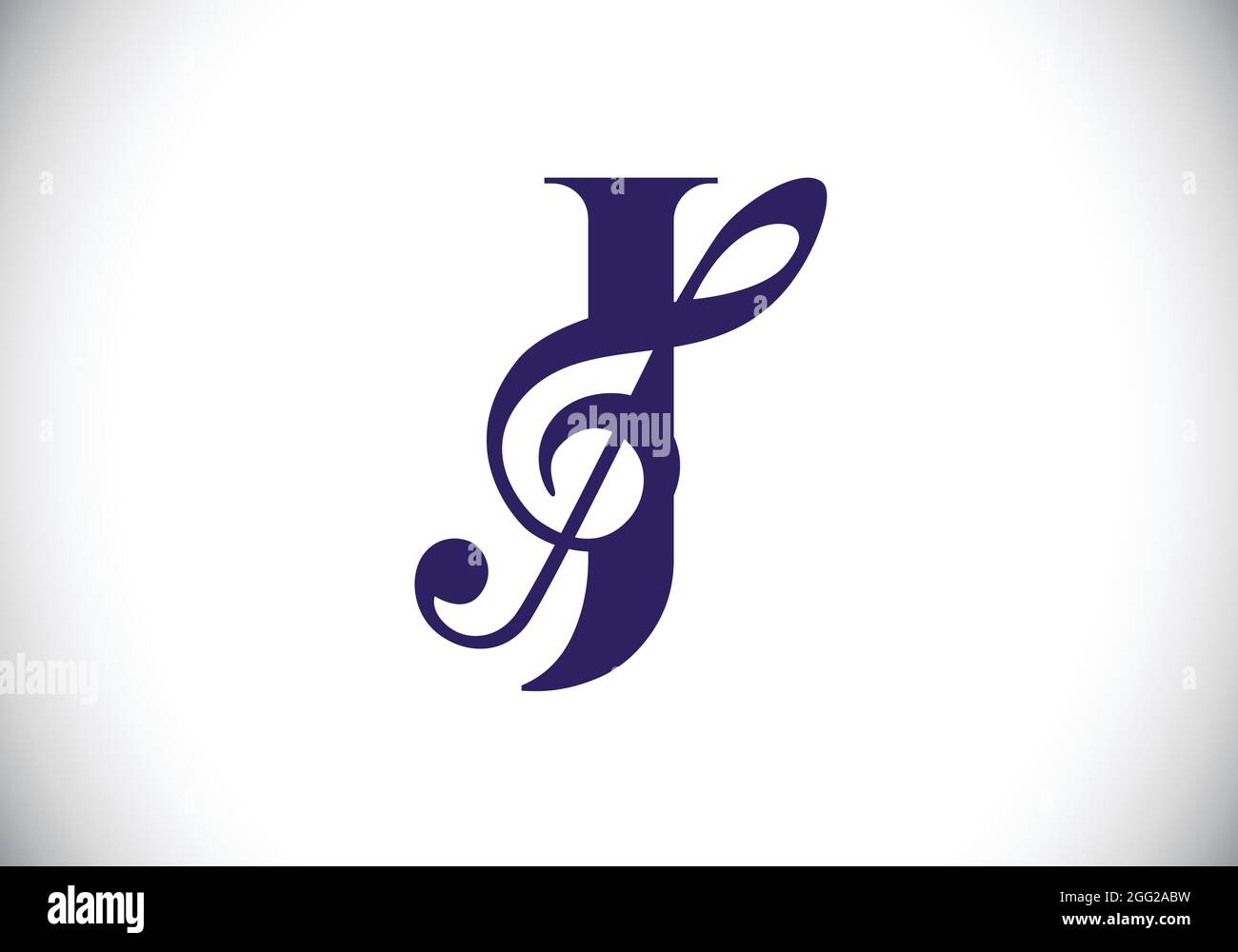 Initial J monogram alphabet with a musical note. Symphony or melody ...