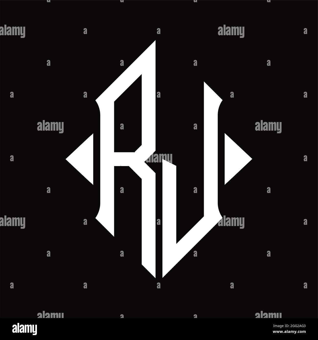 RJ Logo monogram with shield shape isolated black background design ...