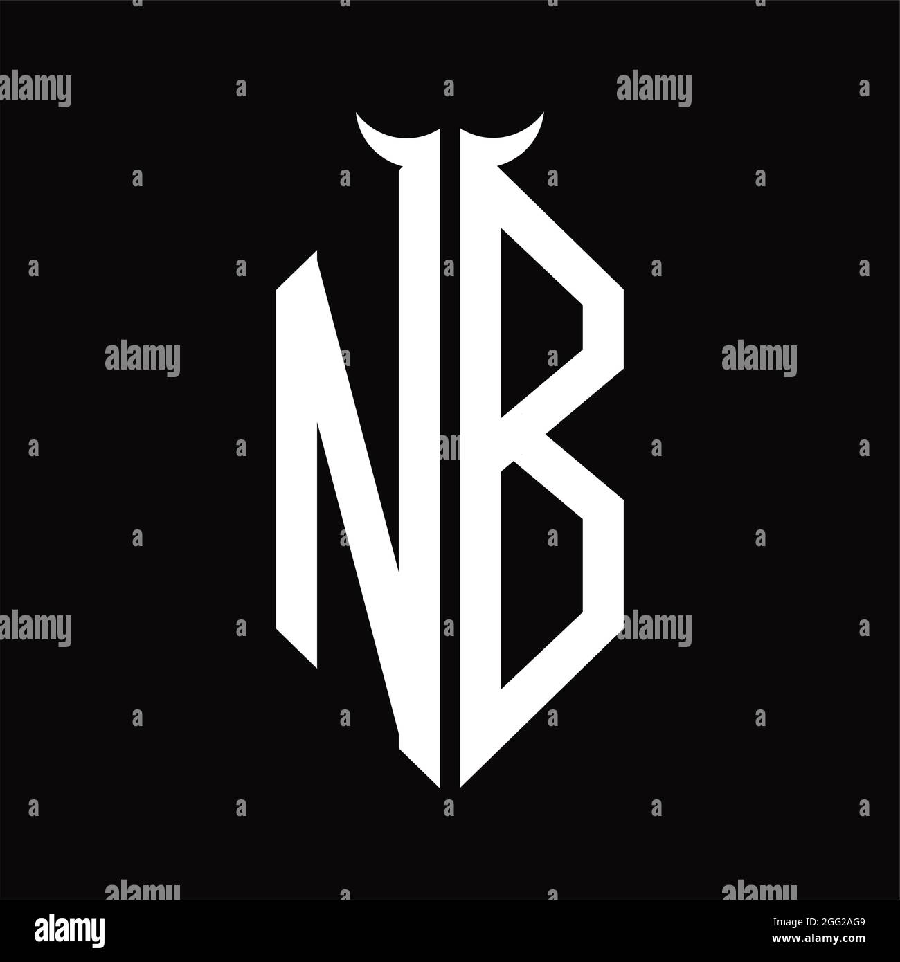 NB Logo monogram with shield shape isolated black background design ...