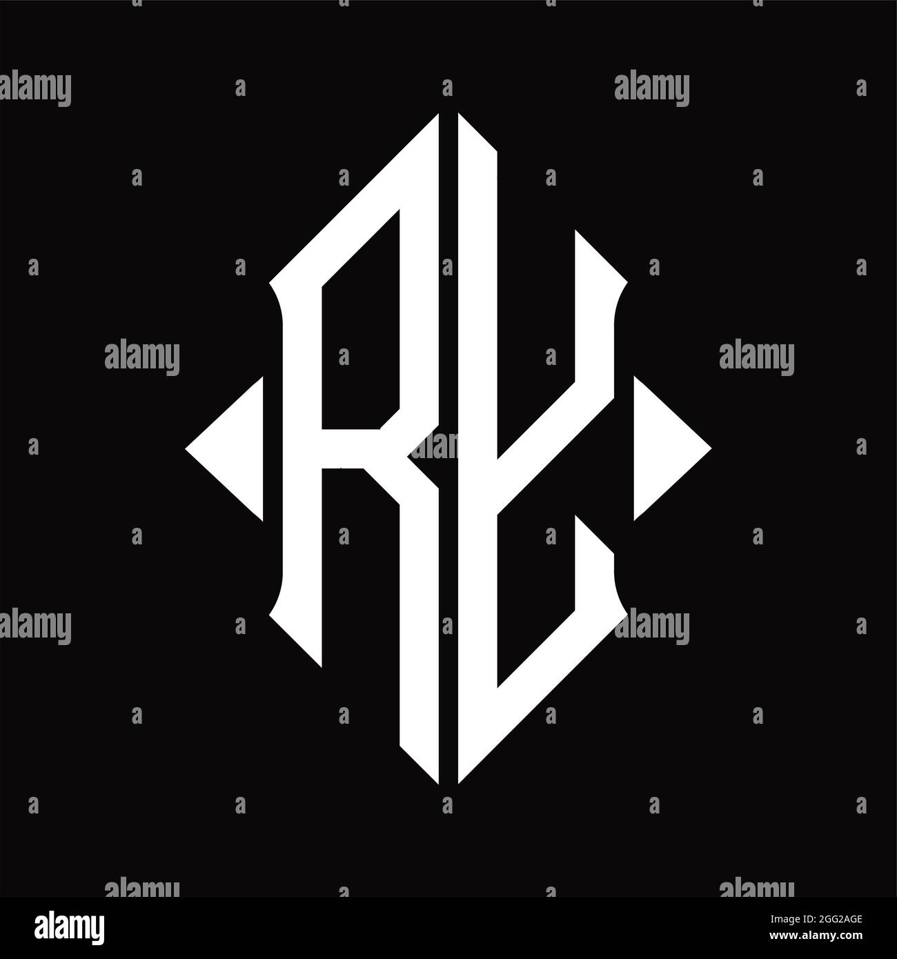 RY Logo monogram with shield shape isolated black background design ...