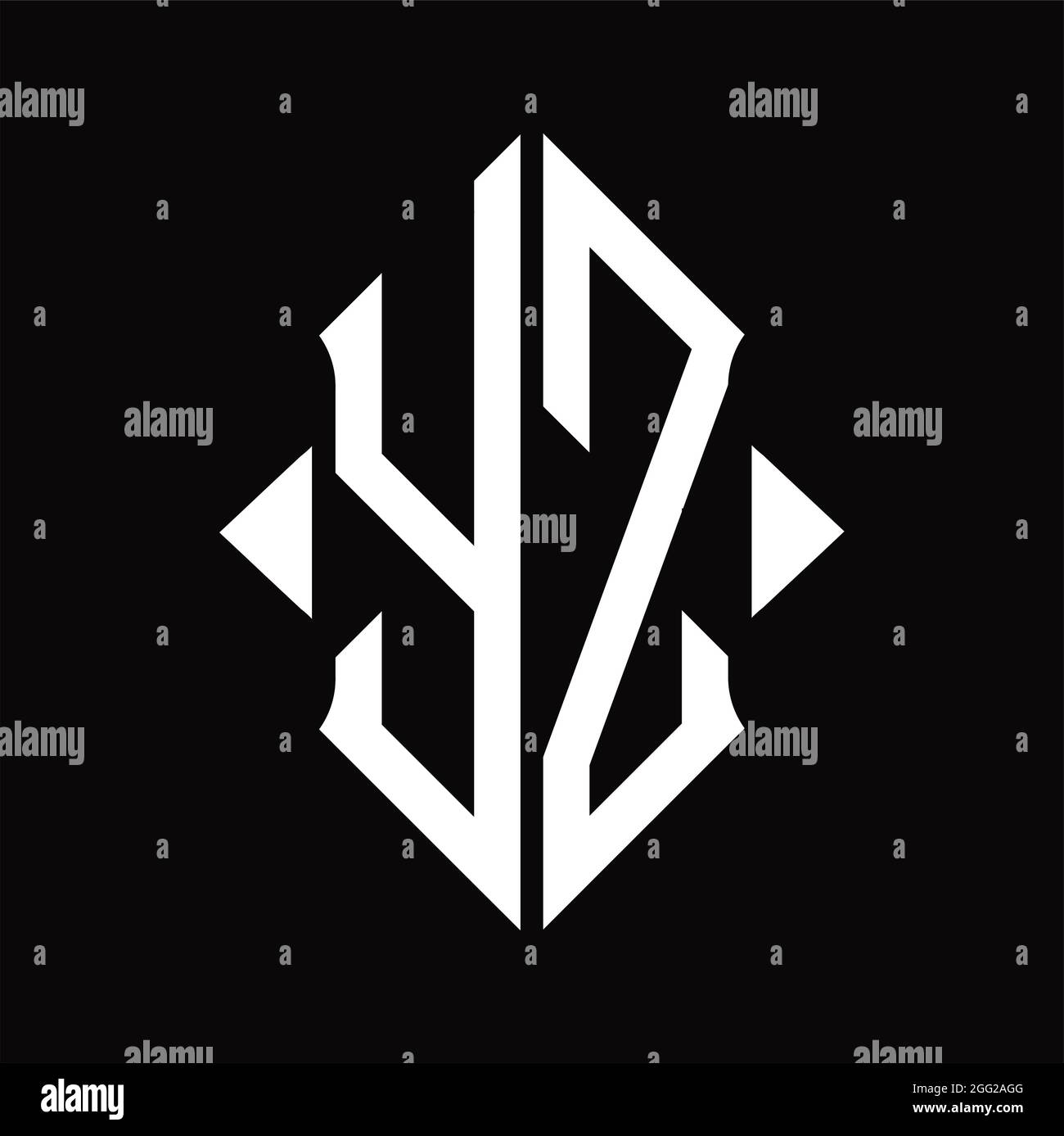 YZ Logo monogram with shield shape isolated black background design template Stock Vector Image ...