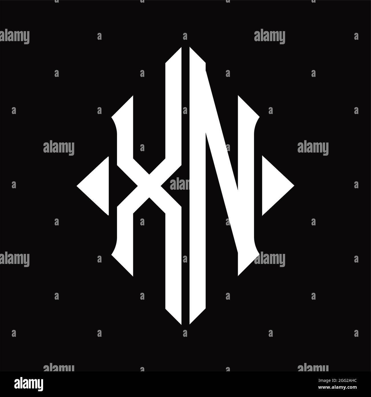 XN Logo monogram with shield shape isolated black background design ...