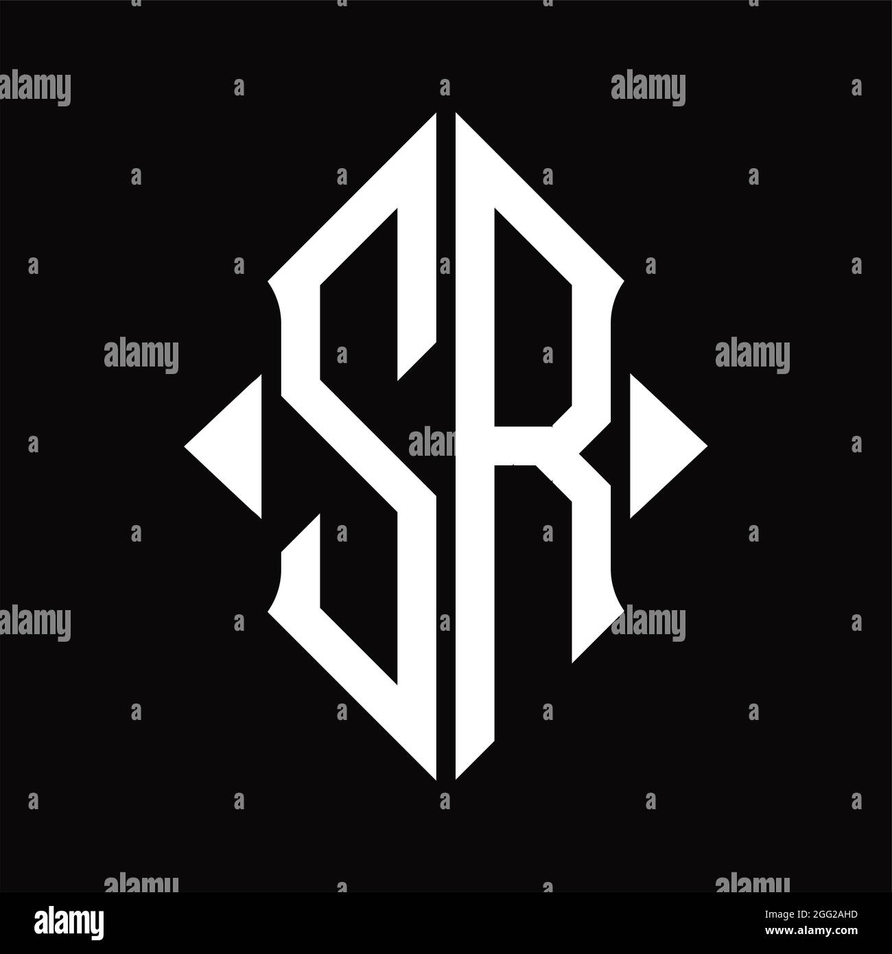 SR Logo monogram with shield shape isolated black background design ...