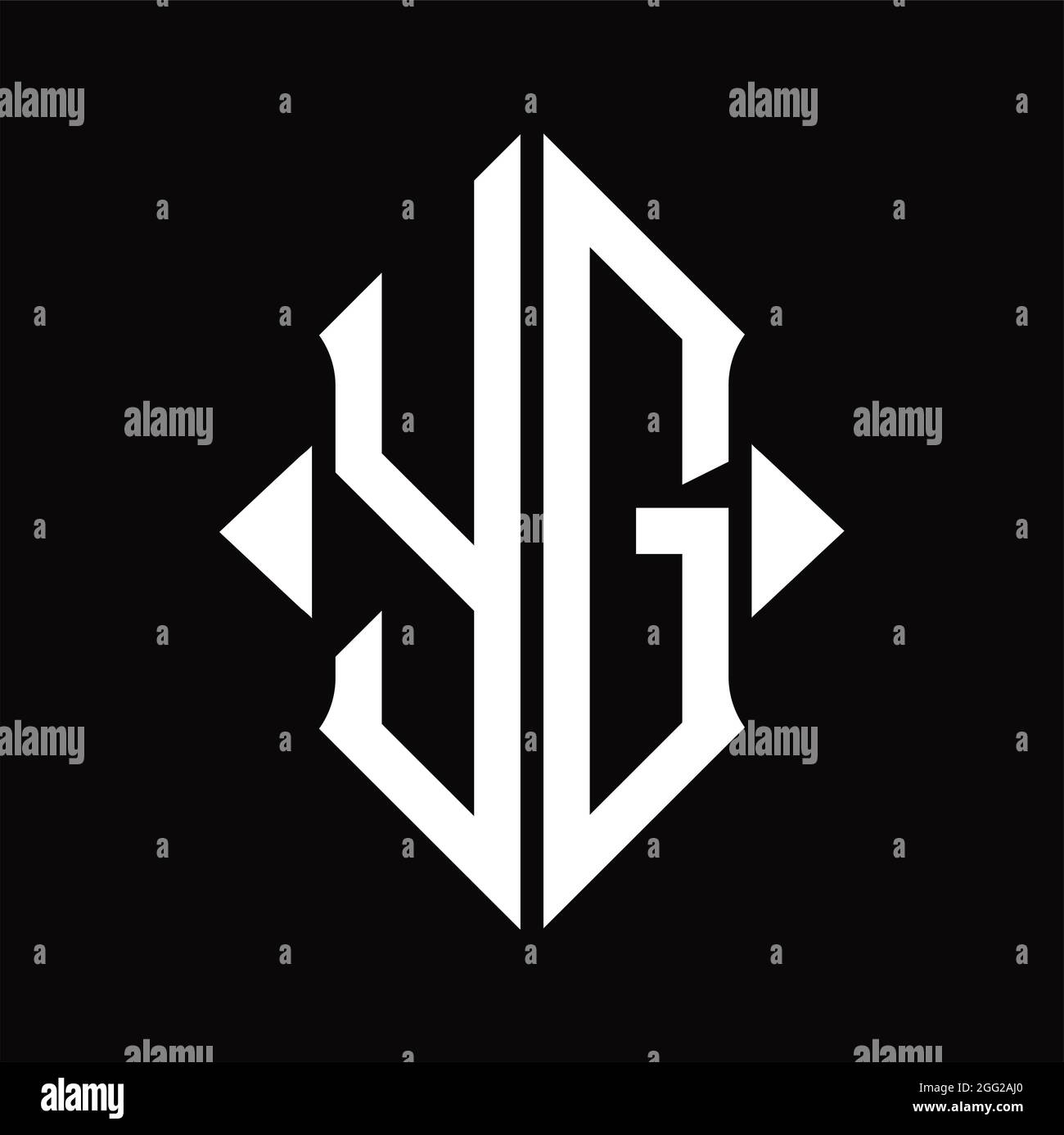 YG Logo monogram with shield shape isolated black background design ...