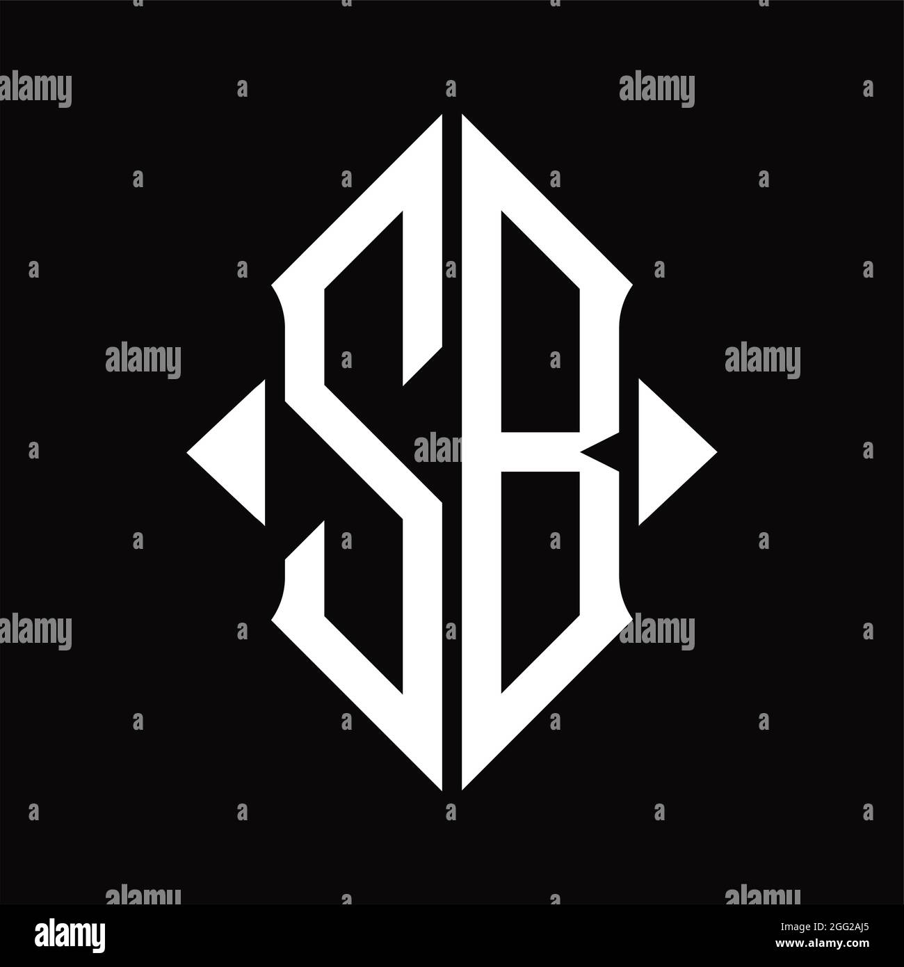 SB Logo monogram with shield shape isolated black background design ...