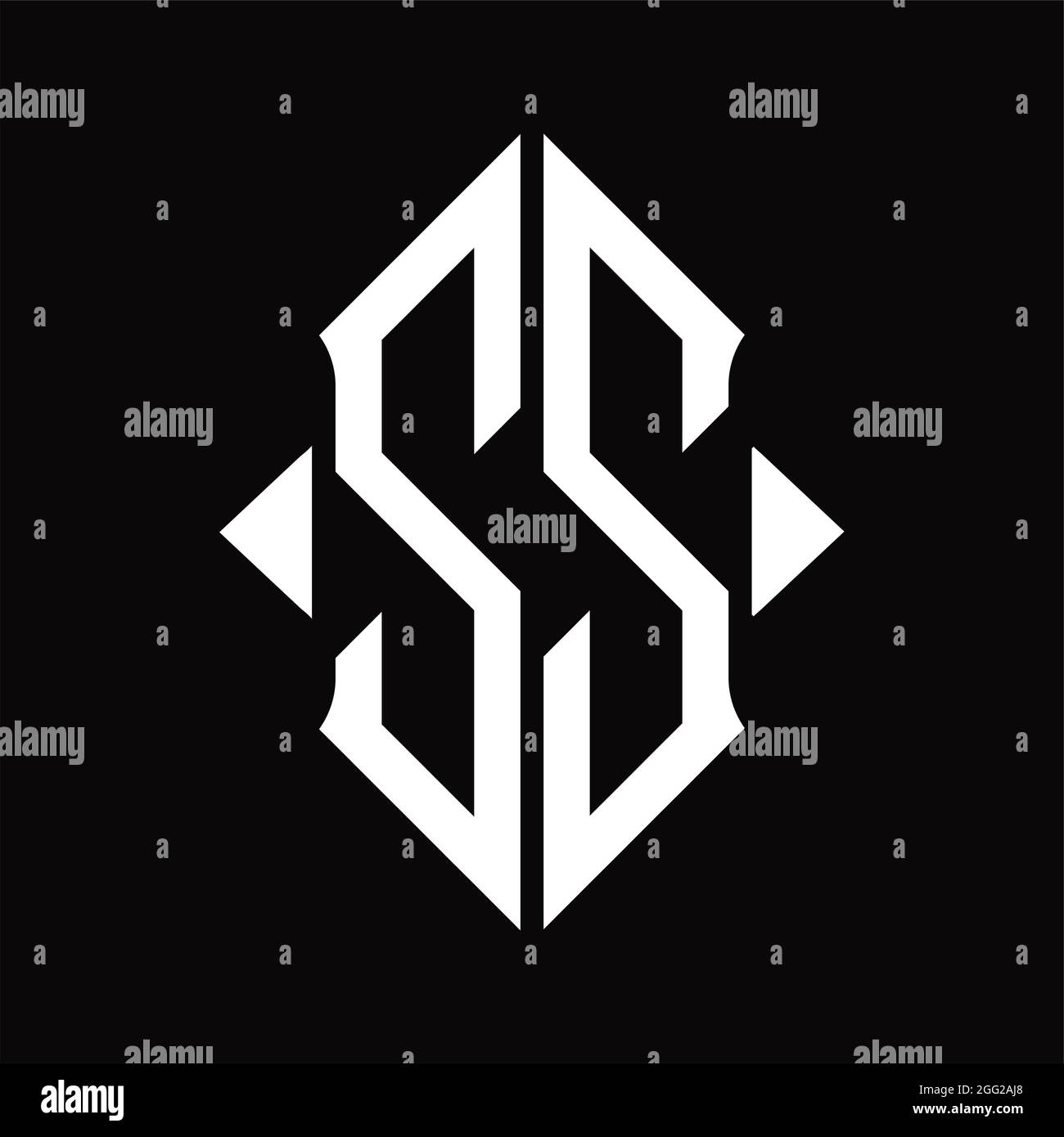 SS Logo monogram with shield shape isolated black background design ...