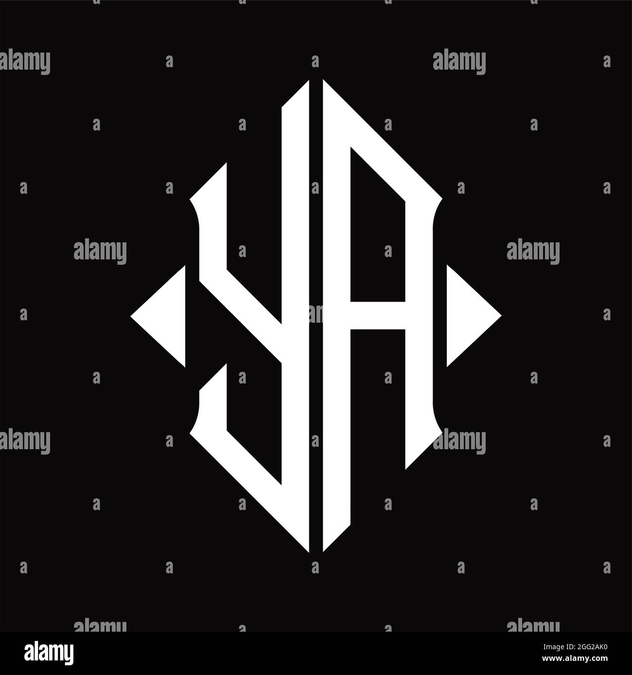YA Logo monogram with shield shape isolated black background design ...