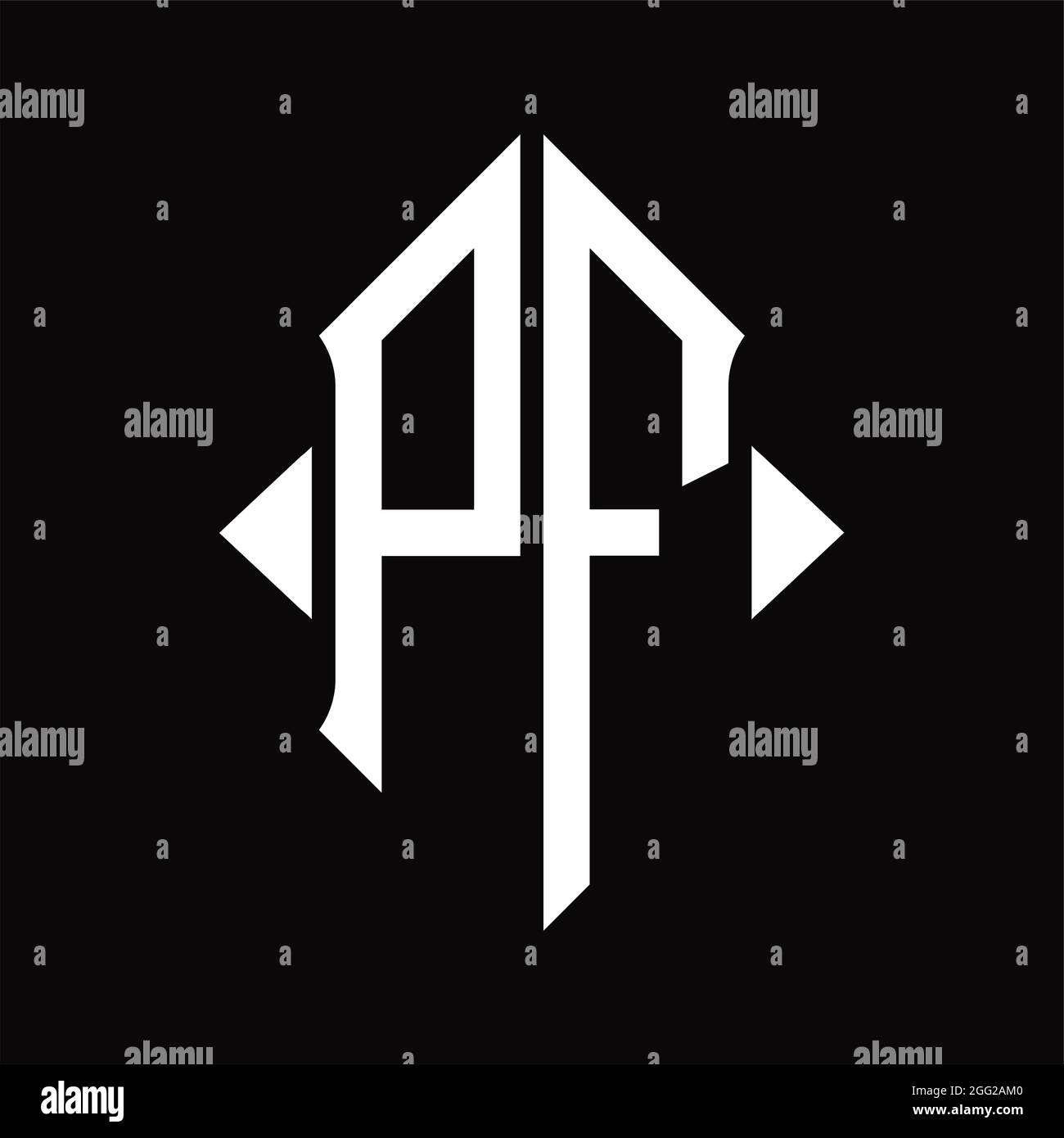 PF Logo monogram with shield shape isolated black background design ...