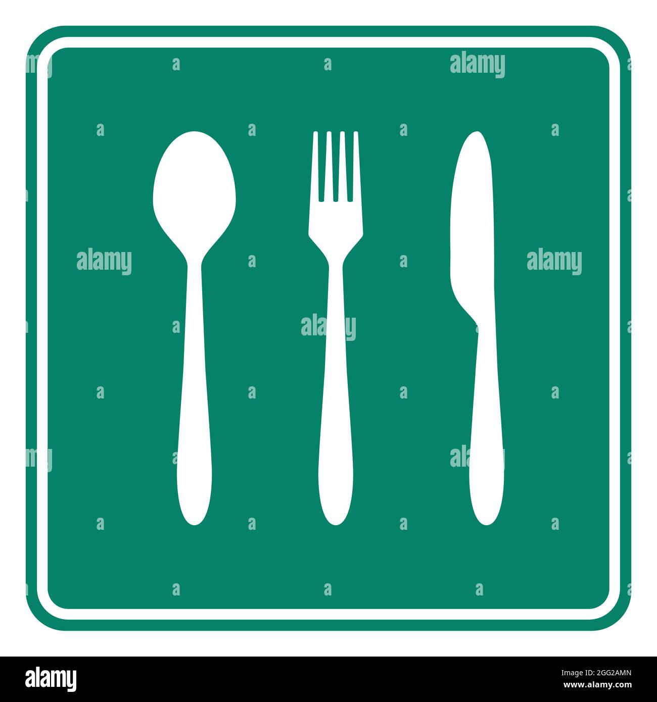 Cutlery and road sign Stock Photo - Alamy
