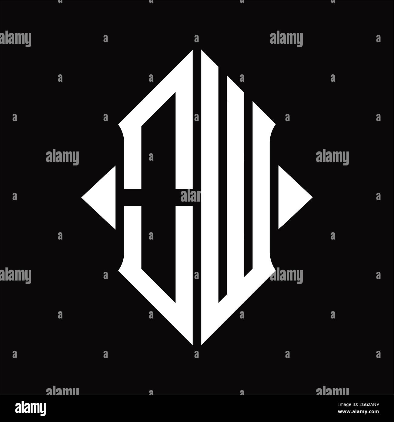 OW Logo monogram with shield shape isolated black background design ...