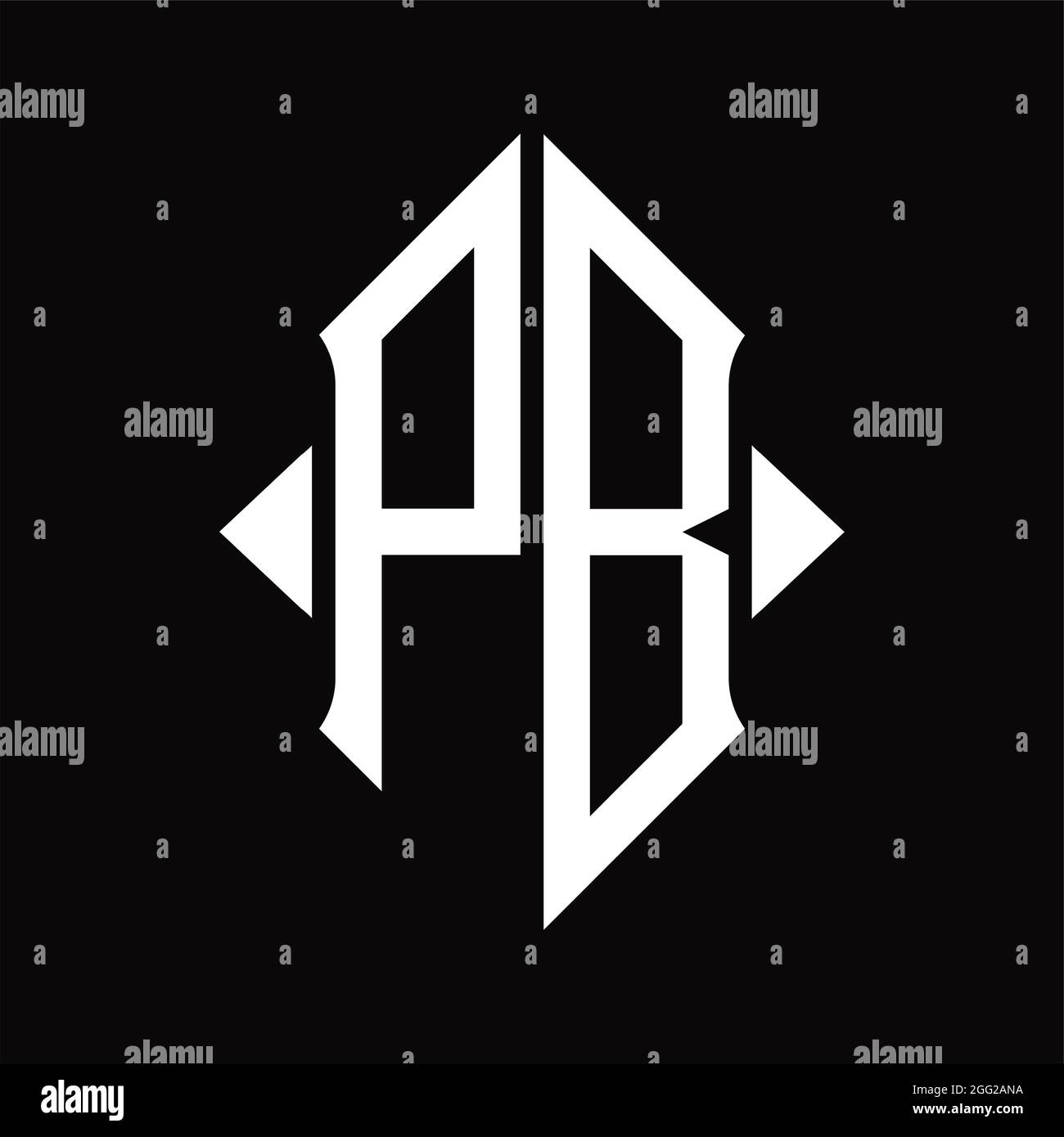 PB Logo monogram with shield shape isolated black background design ...