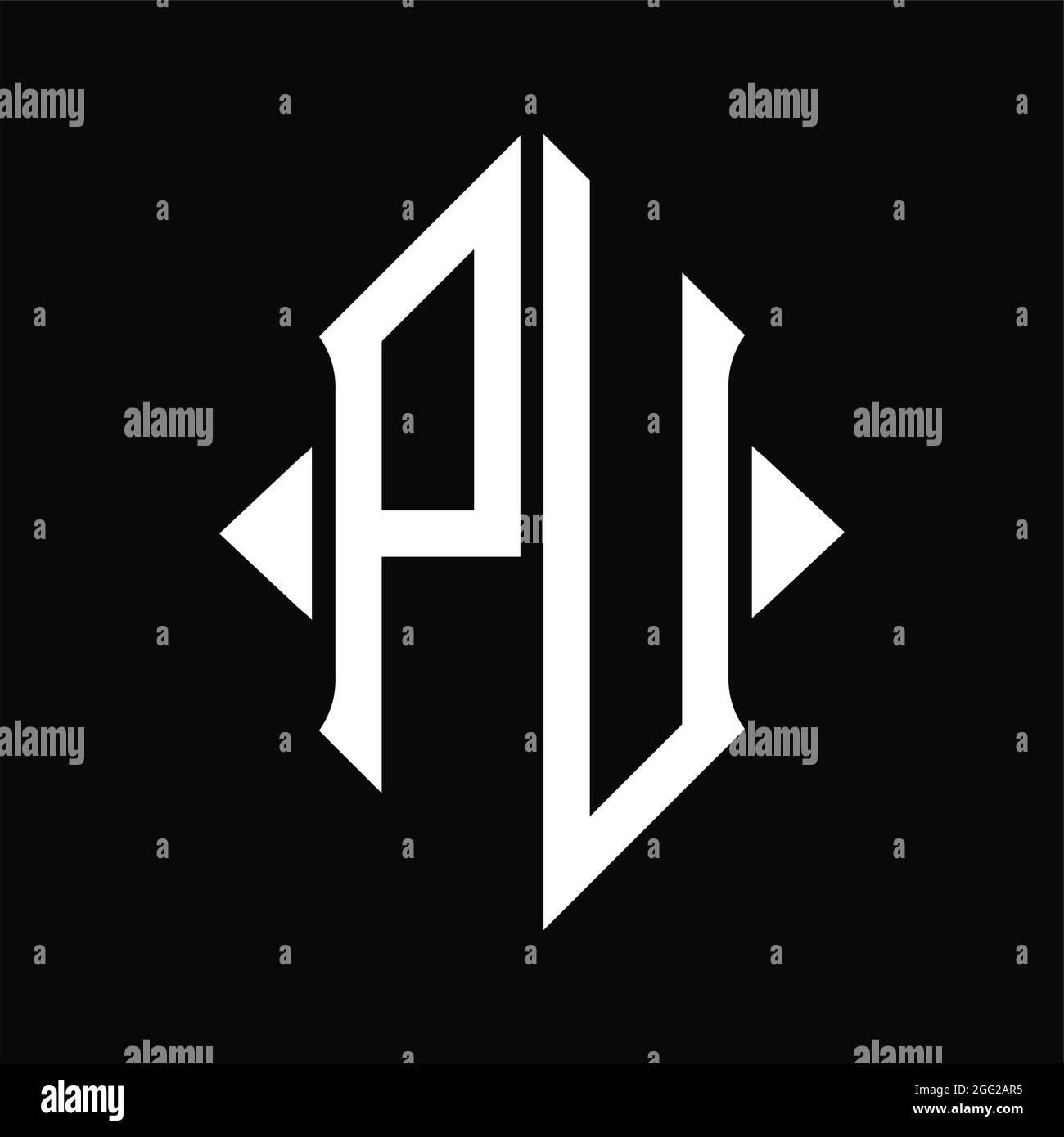 PU Logo monogram with shield shape isolated black background design ...