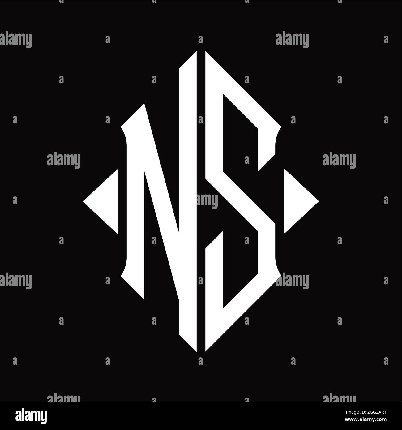NS Logo monogram with shield shape isolated black background design ...