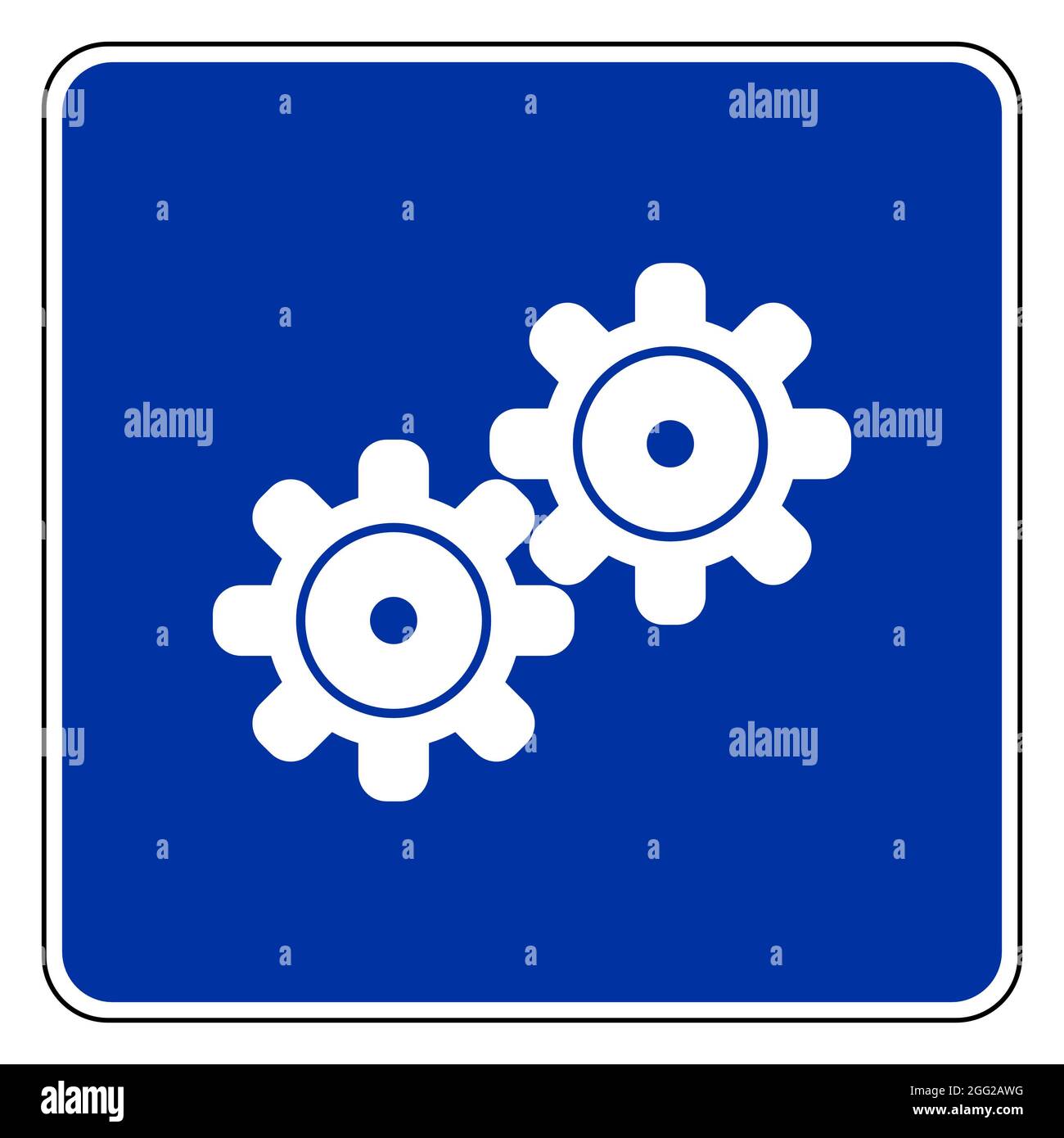 Gears and road sign Stock Photo - Alamy